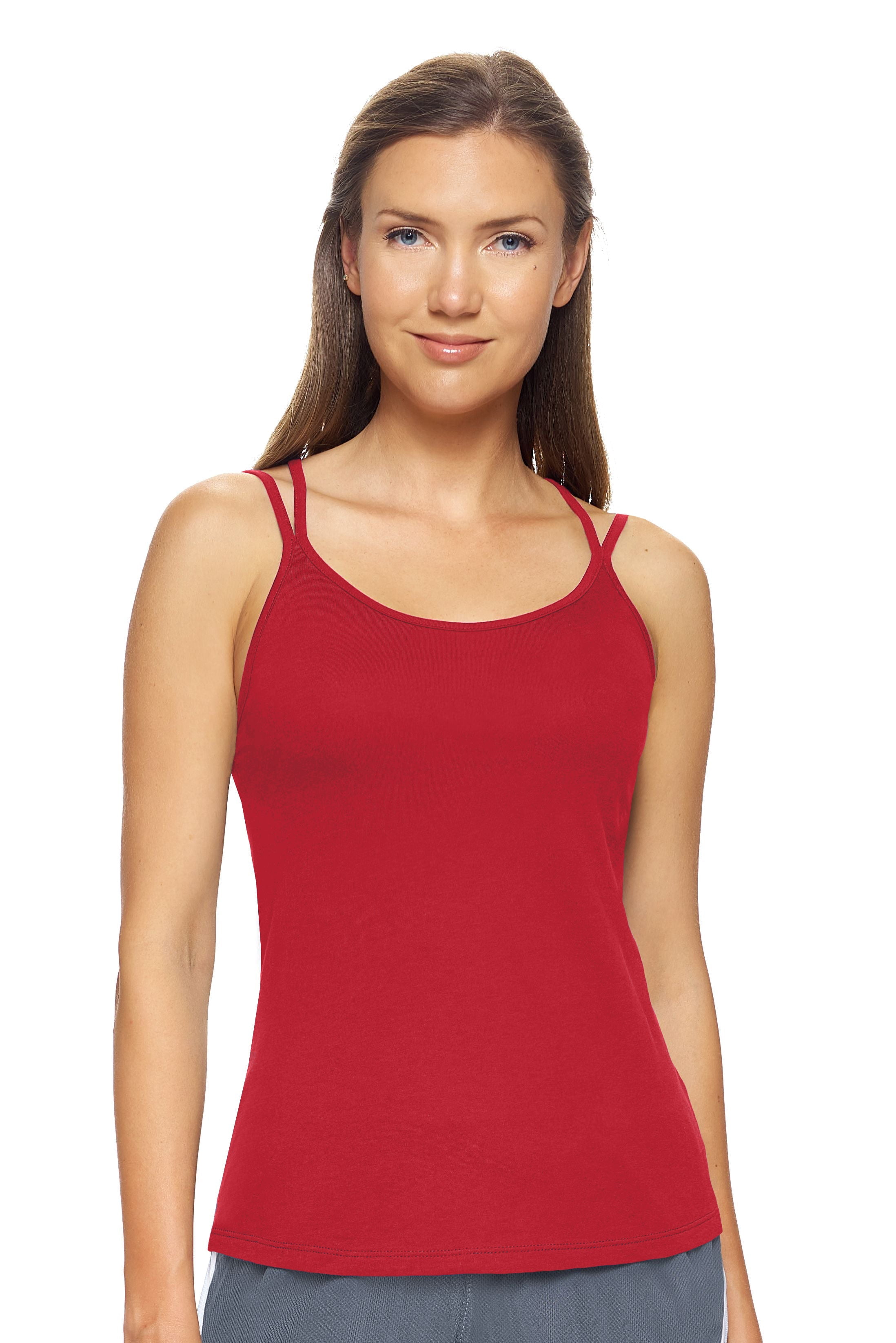 Expert Brand USA-Made Women's MoCA Cotton Blend Strappy Cami, Scarlet ...