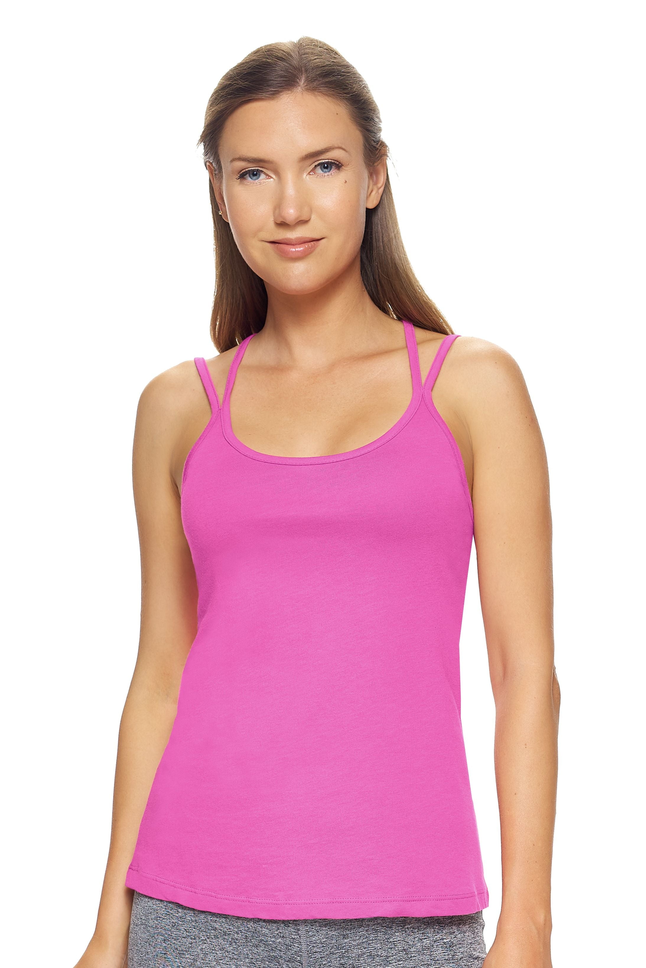Expert Brand USA-Made Women's MoCA Cotton Blend Strappy Cami, Berry, XS ...