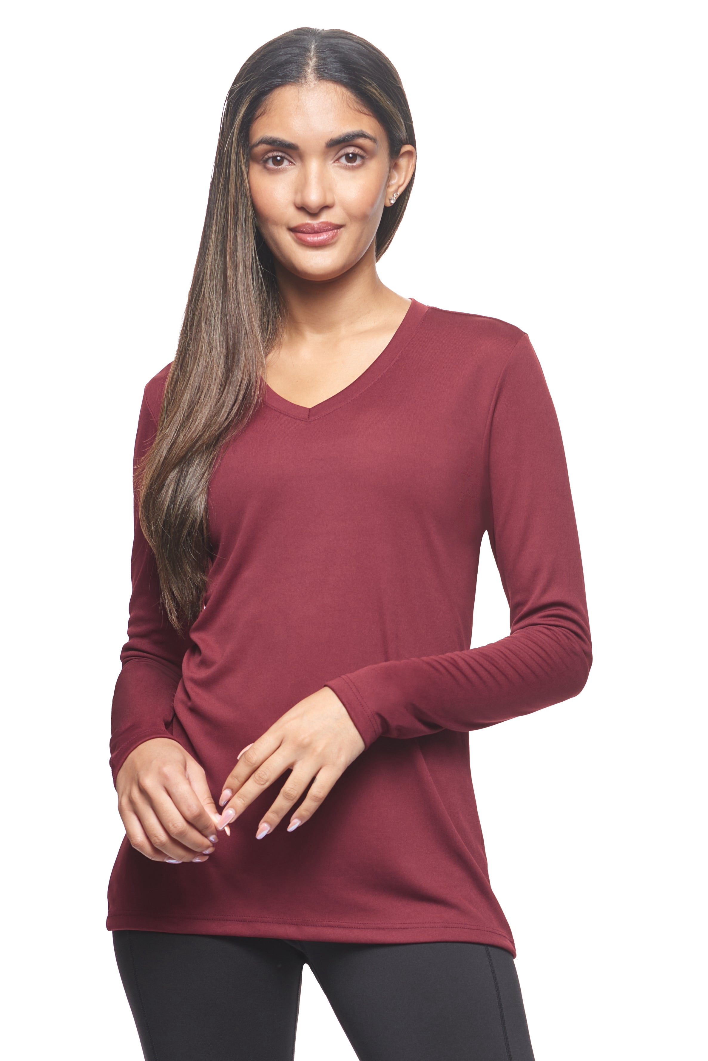 Expert Brand USA-Made Women's DriMax™ V Neck Athletic Long Sleeve ...