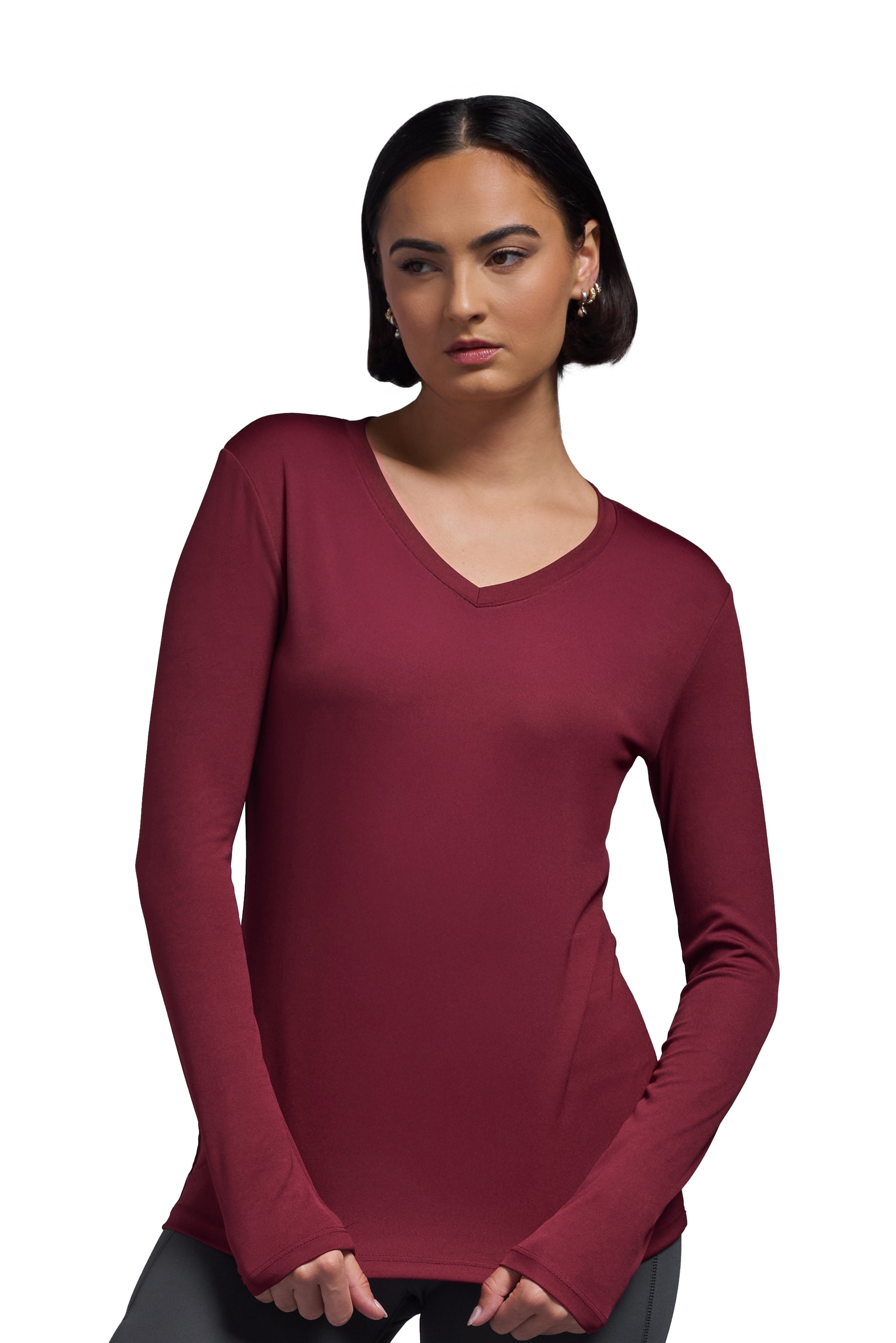 Expert Brand USA-Made Women's DriMax™ V Neck Athletic Long Sleeve ...