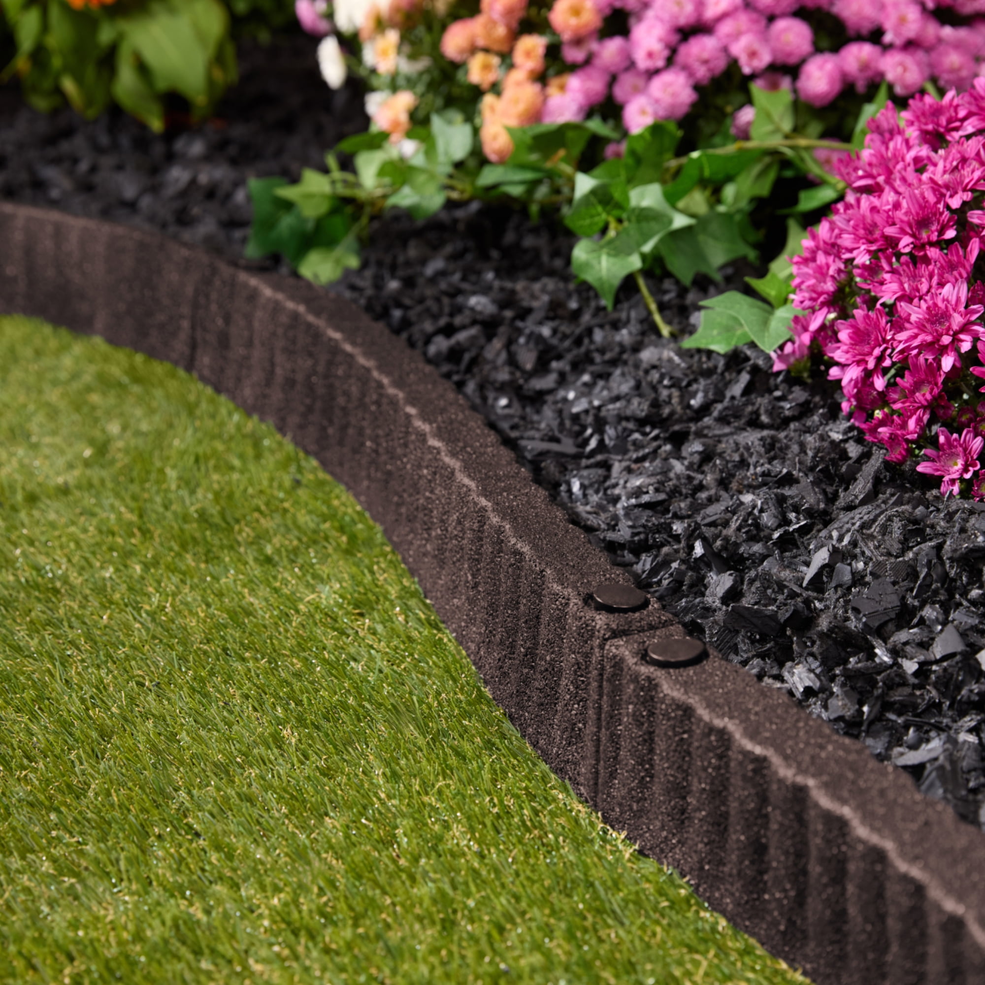 Expert Gardener 2' x 3" Brown Recycled Rubber Garden Border Landscape ...