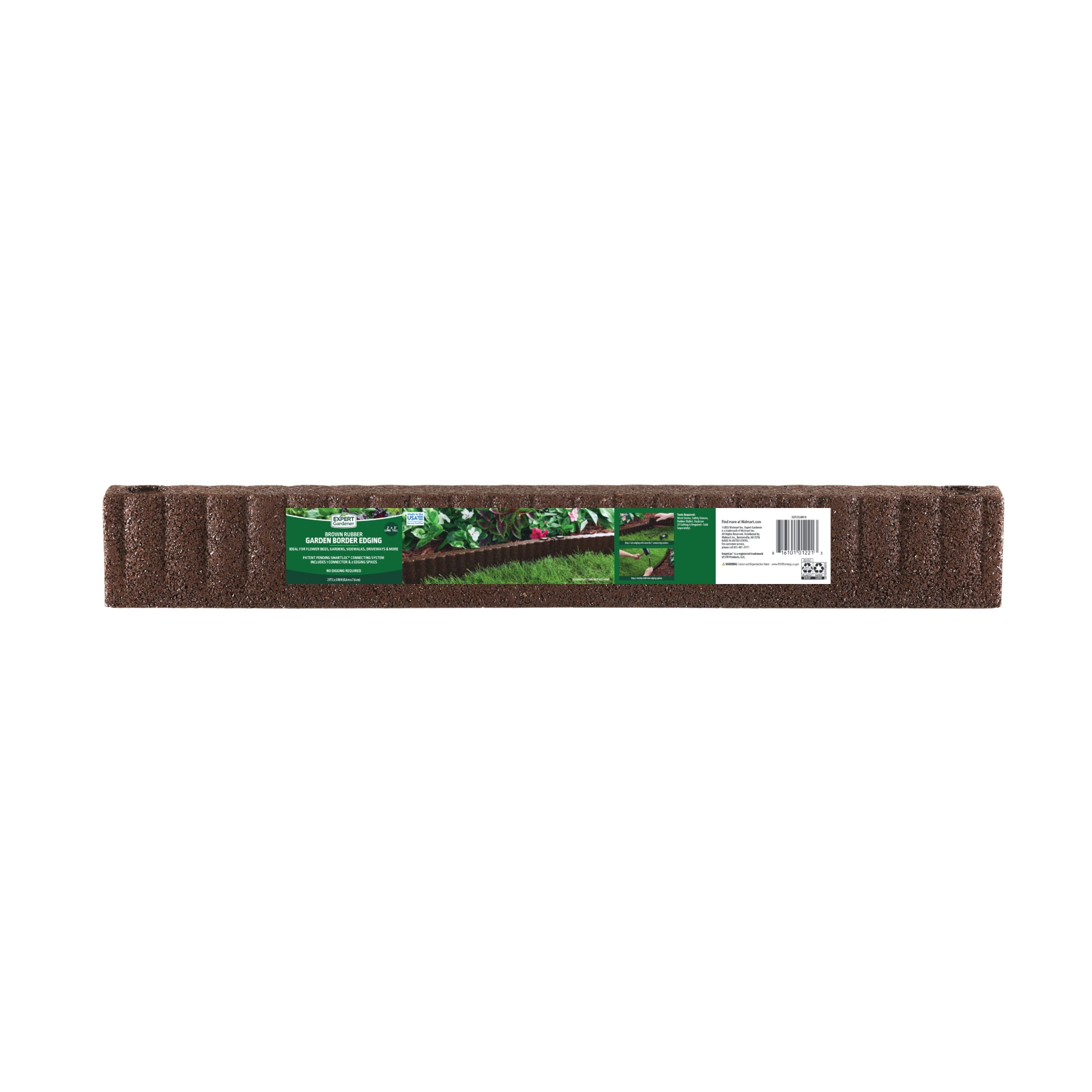 Expert Gardener 2' x 3" Brown Recycled Rubber Garden Border Landscape ...