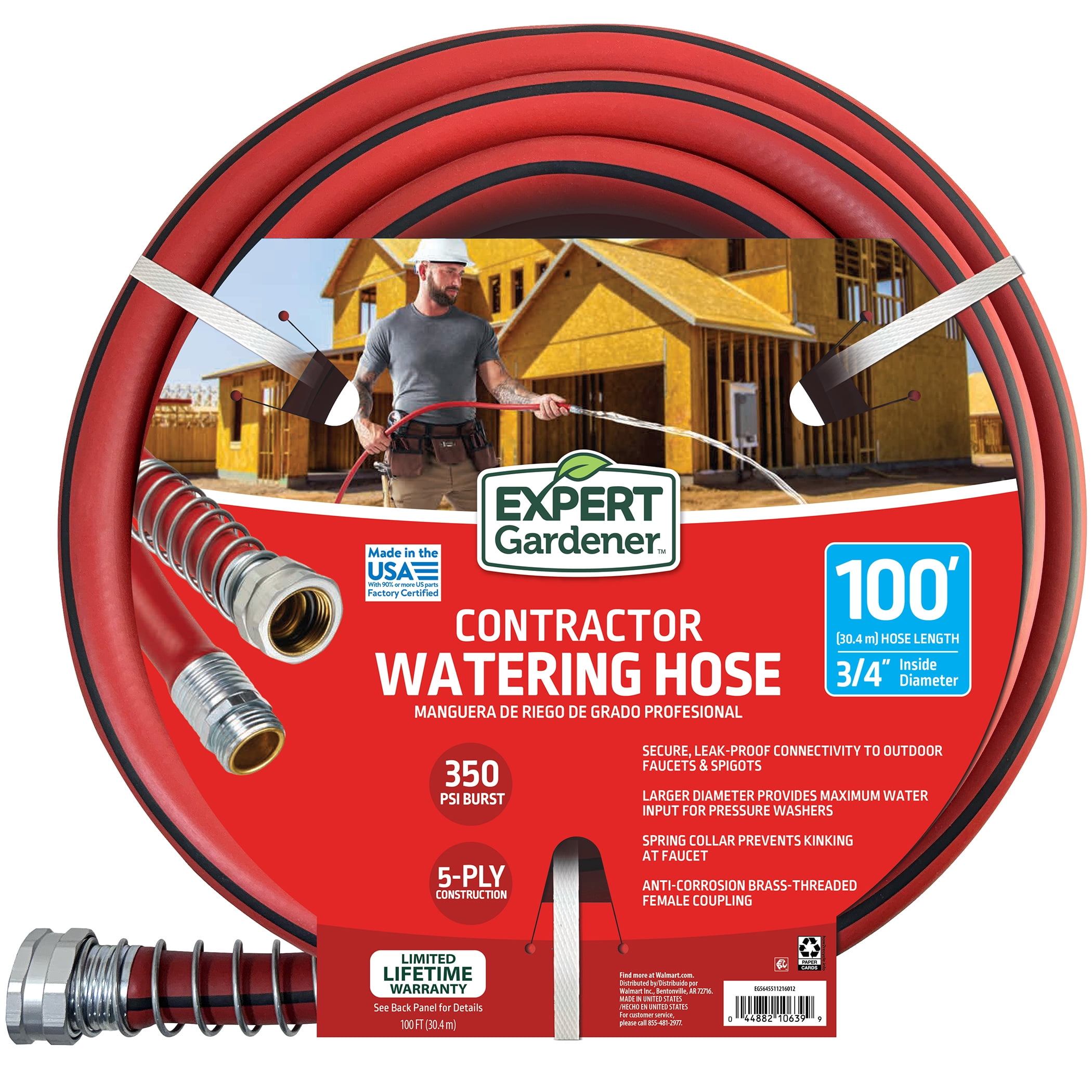 Expert Gardener Contractor Grade 3/4-Inch x 100-Foot Garden Hose ...