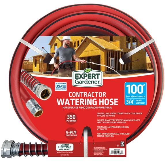 Expert Gardener Contractor Grade 3/4-Inch x 100-Foot Garden Hose ...