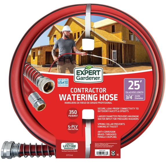 Expert Gardener Contractor Grade 3/4 Inch x 25 Feet Garden Hose ...