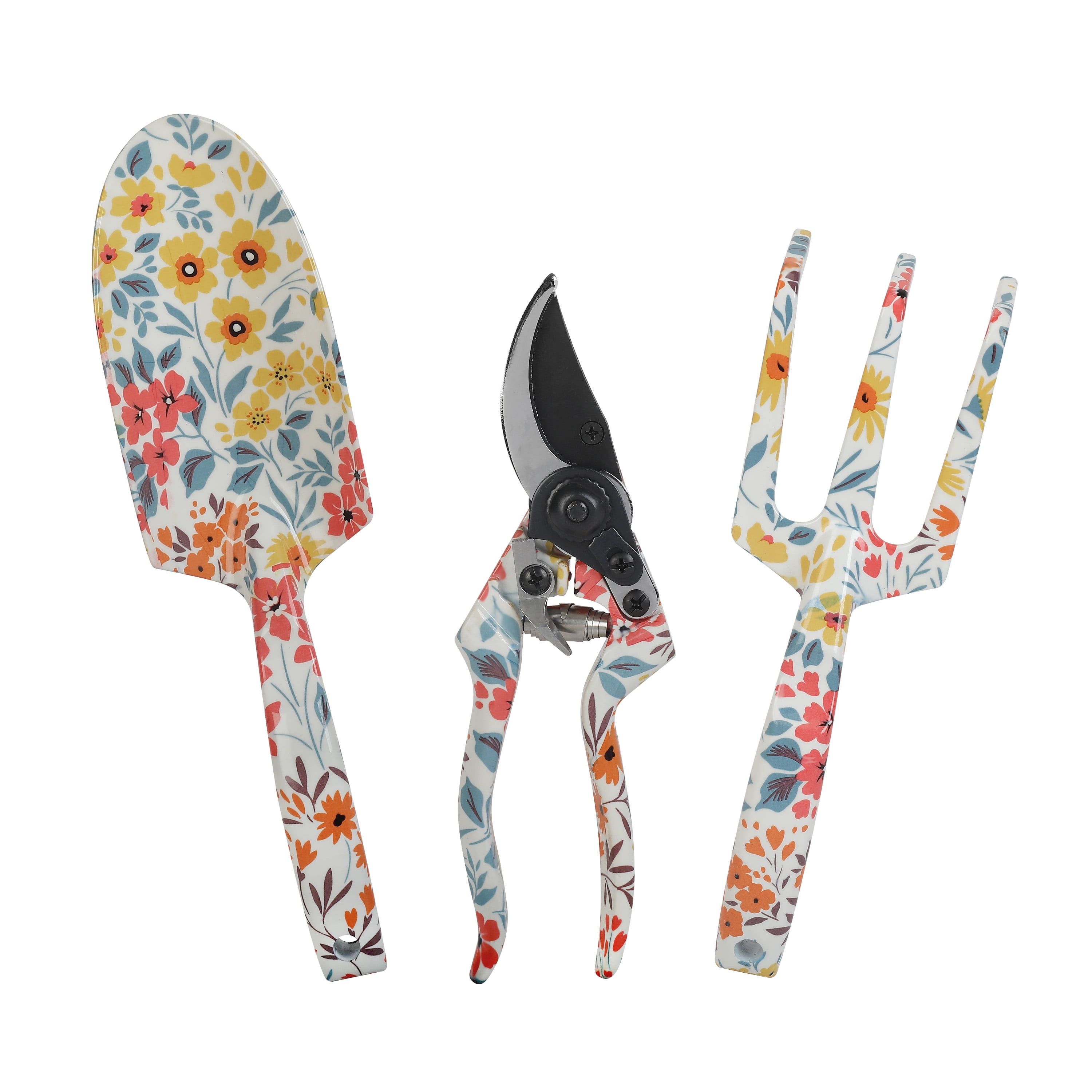 Expert Gardener 3-Piece Floral Garden Tool Set, Hand Trowel, Cultivator ...