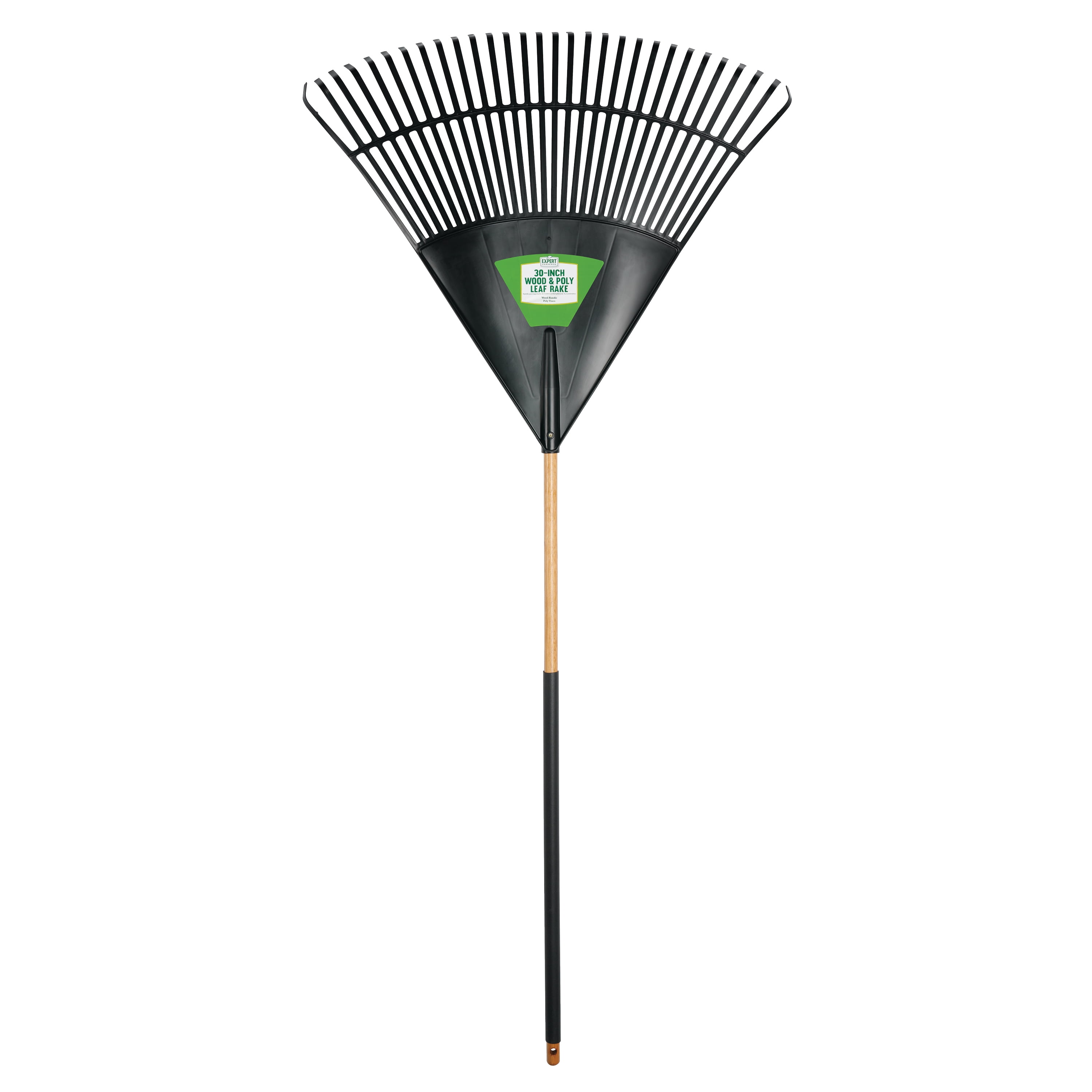 Expert Gardener 30-inch Wood and Poly Leaf Rake, Large Lawn Debris ...