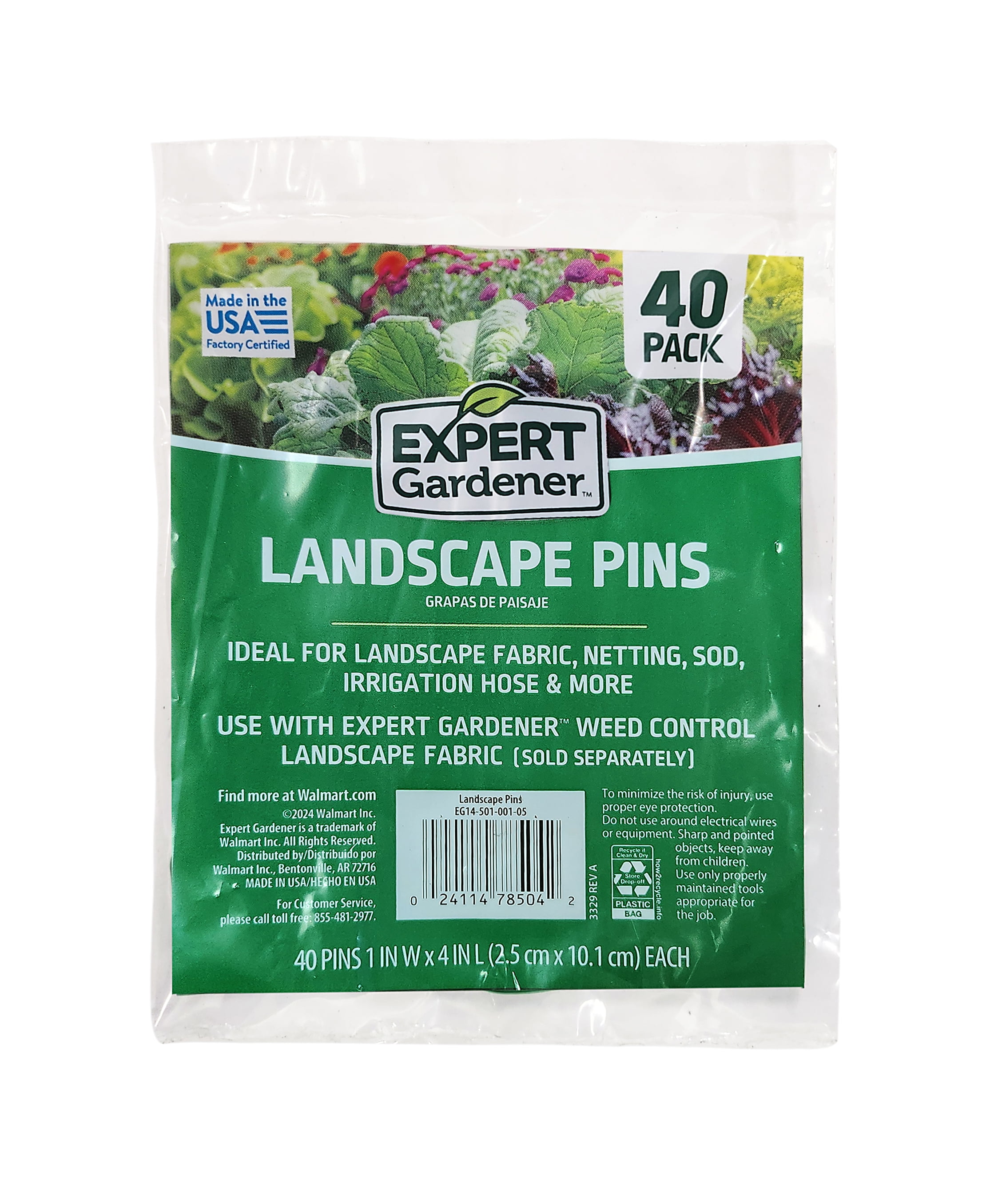 Expert Gardener Steel Landscape Pins 4-inch, 40 pack for garden fabric ...