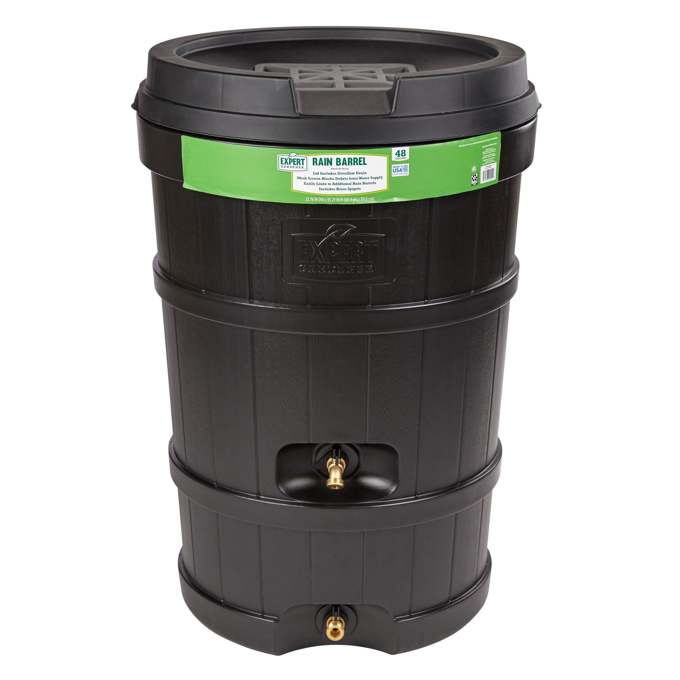 Expert Gardener 48 Gallon black Plastic Rain Barrel - Walmart.com
