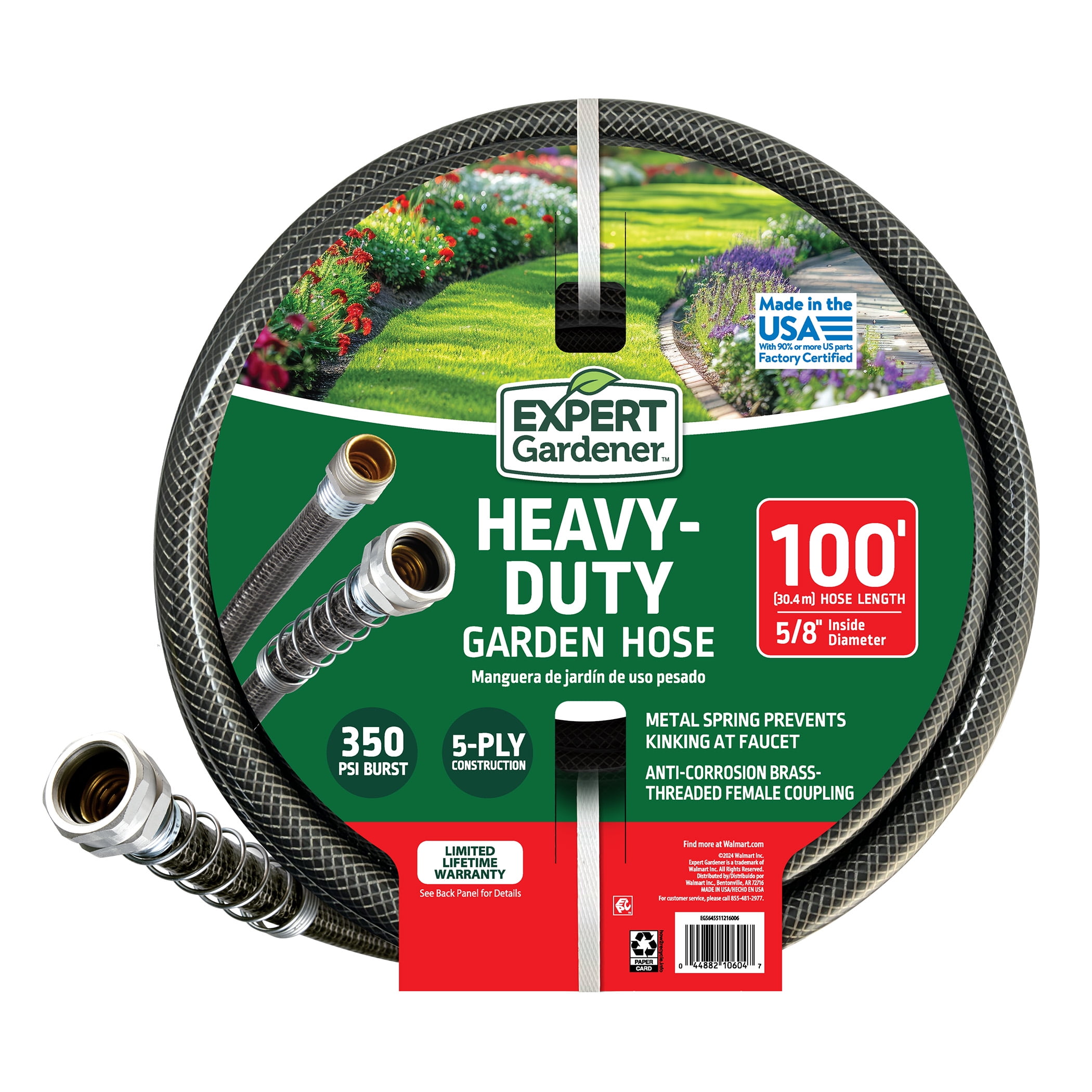 Expert Gardener 5/8" x 100 Foot Heavy Duty Black PVC Water Hose ...