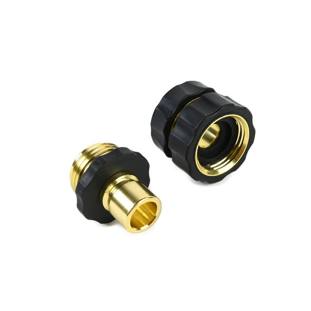 Expert Gardener Black Heavy-Duty Metal Hose Quick Connector Set 1.57in ...