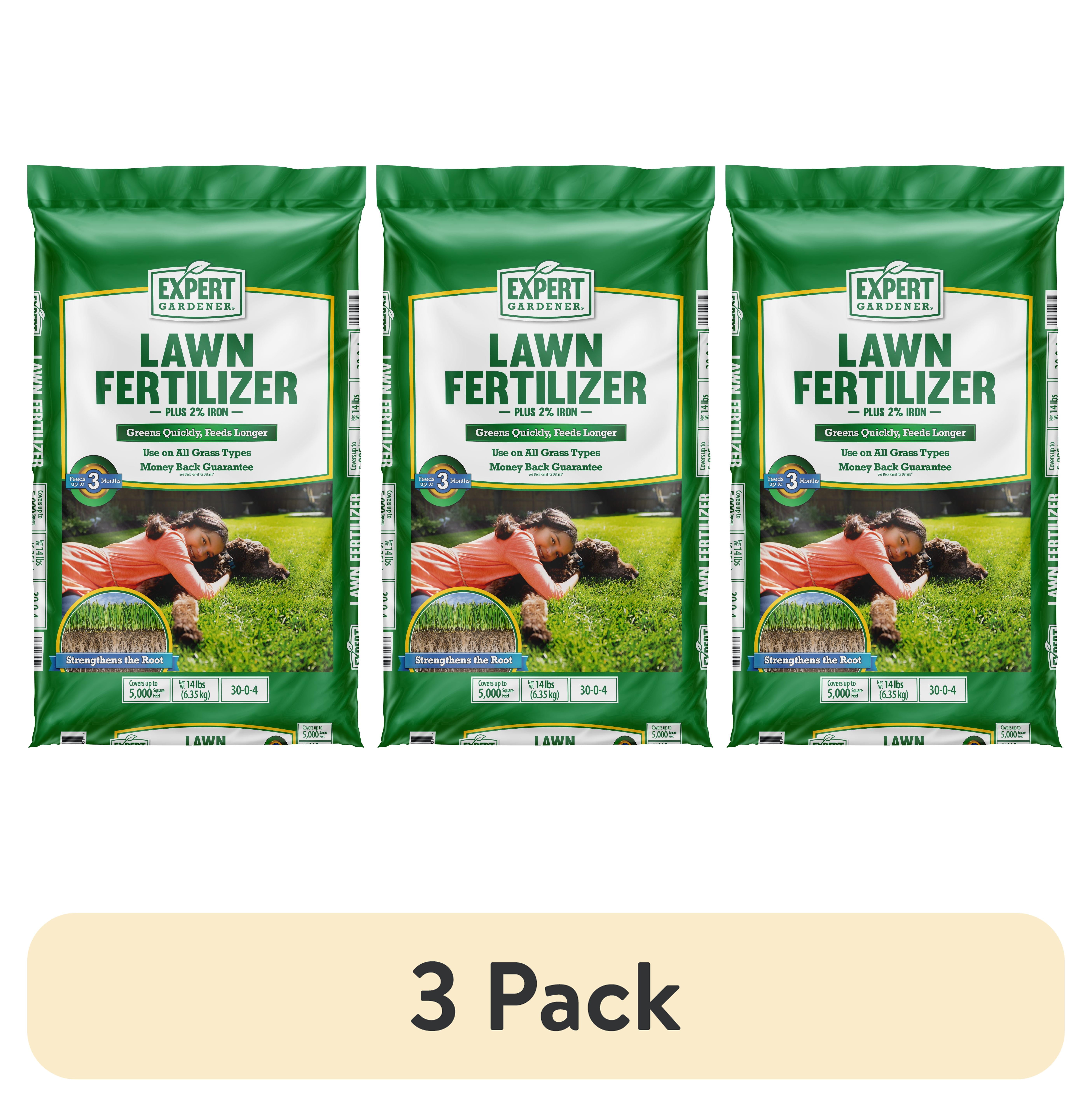 (3 pack) Expert Gardener Lawn Food Fertilizer Plus 2% Iron,14 lb ...
