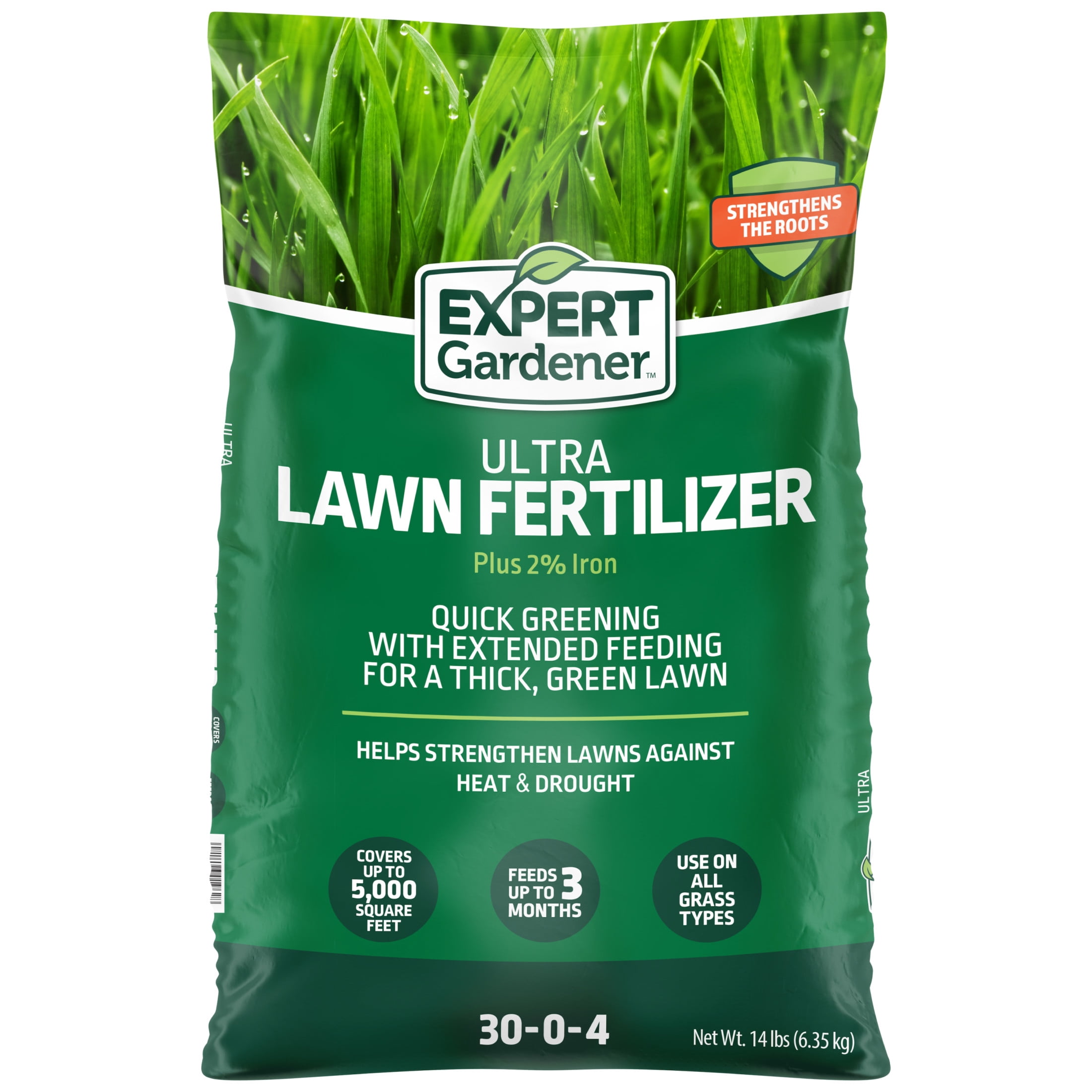 Expert Gardener Ultra Lawn Food Plus 2% Iron, 30-0-4 Fertilizer, 14 lb ...