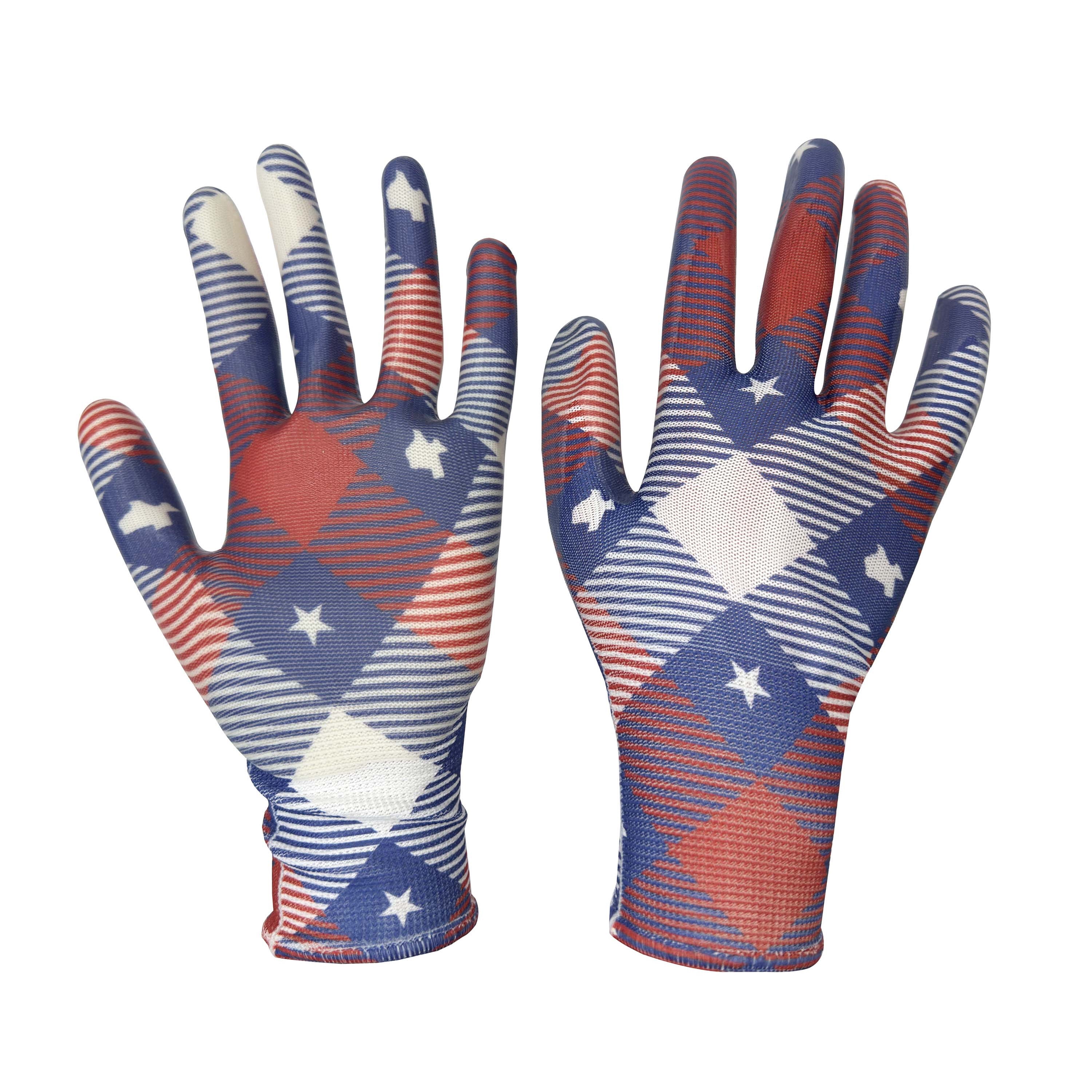 Expert Gardener Unisex Nitrile Gardening Gloves, Texas Pattern, Blue ...