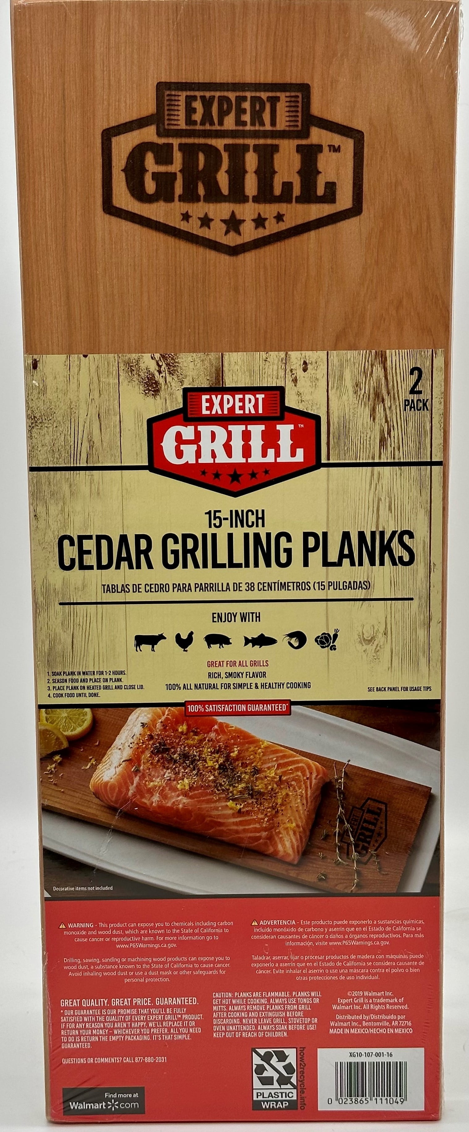 Expert Grill 15 Inch Cedar Grilling Planks 2 Pack for Authentic Flavor ...