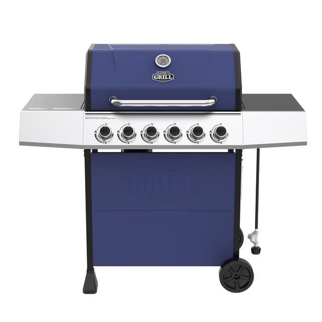 Expert Grill 6-Burner Propane Gas Grill with Wheels, Blue - Walmart ...