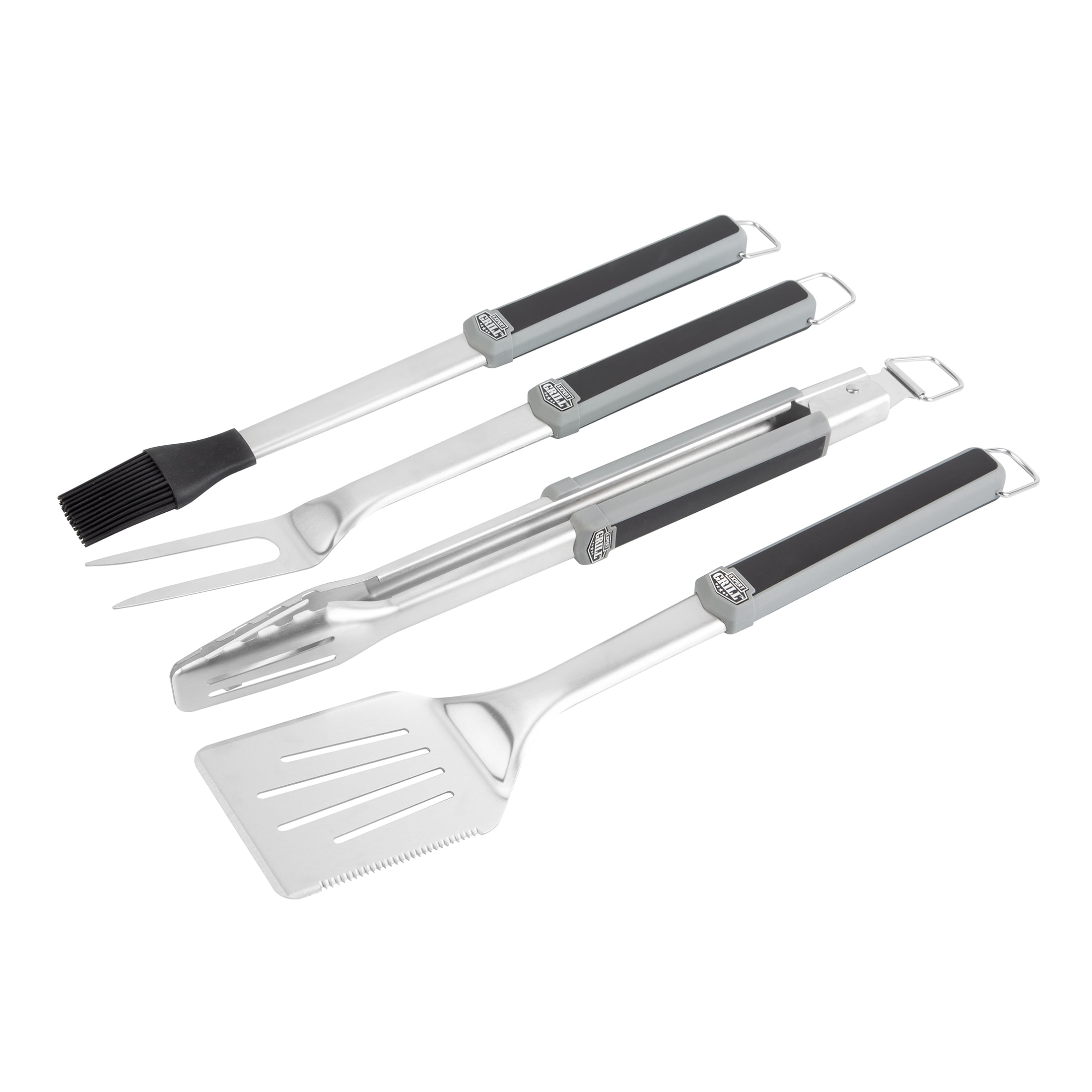 Expert Grill Stainless Steel BBQ Tool Set with Soft Grip, 4-Pieces ...