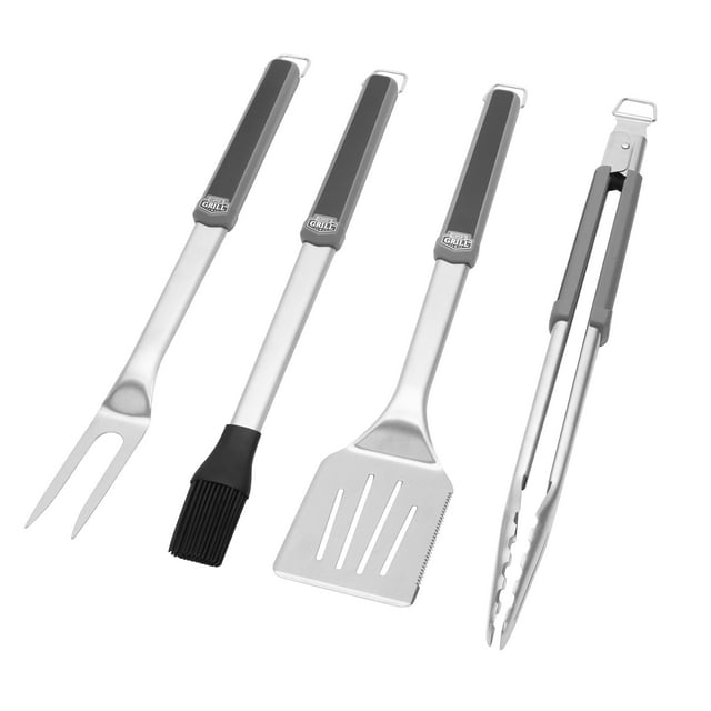 Expert Grill Stainless Steel BBQ Tool Set with Soft Grip, 4-Pieces ...
