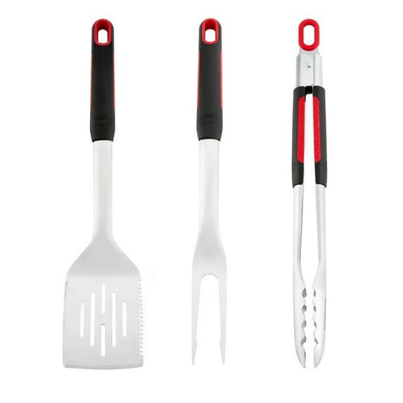 Expert Grill Stainless Steel 3-Piece BBQ Tool Set with Soft Grip ...