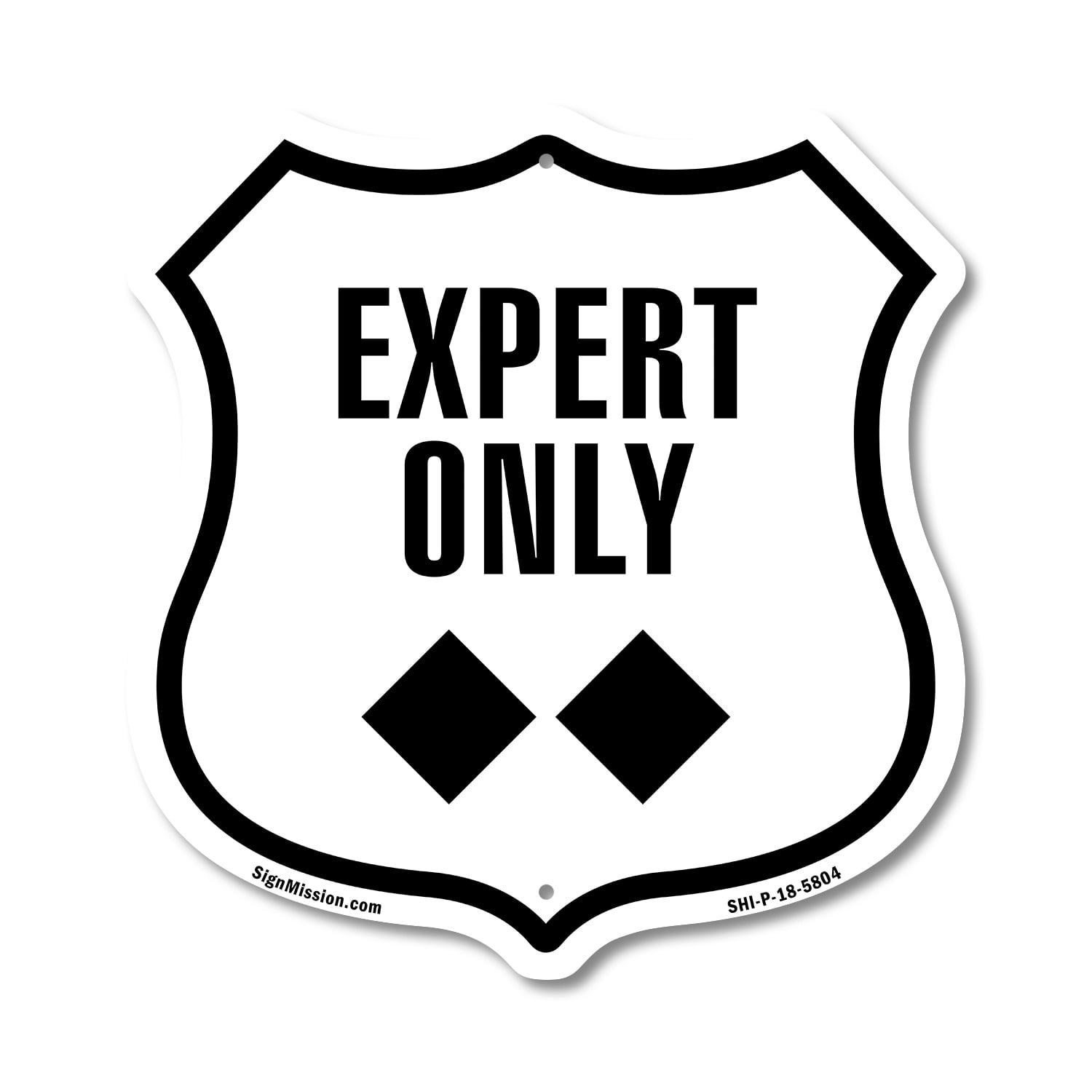 Expert Only Trail Ski Slope 12 inch X 12 inch Shield-Shaped Rust-Free ...
