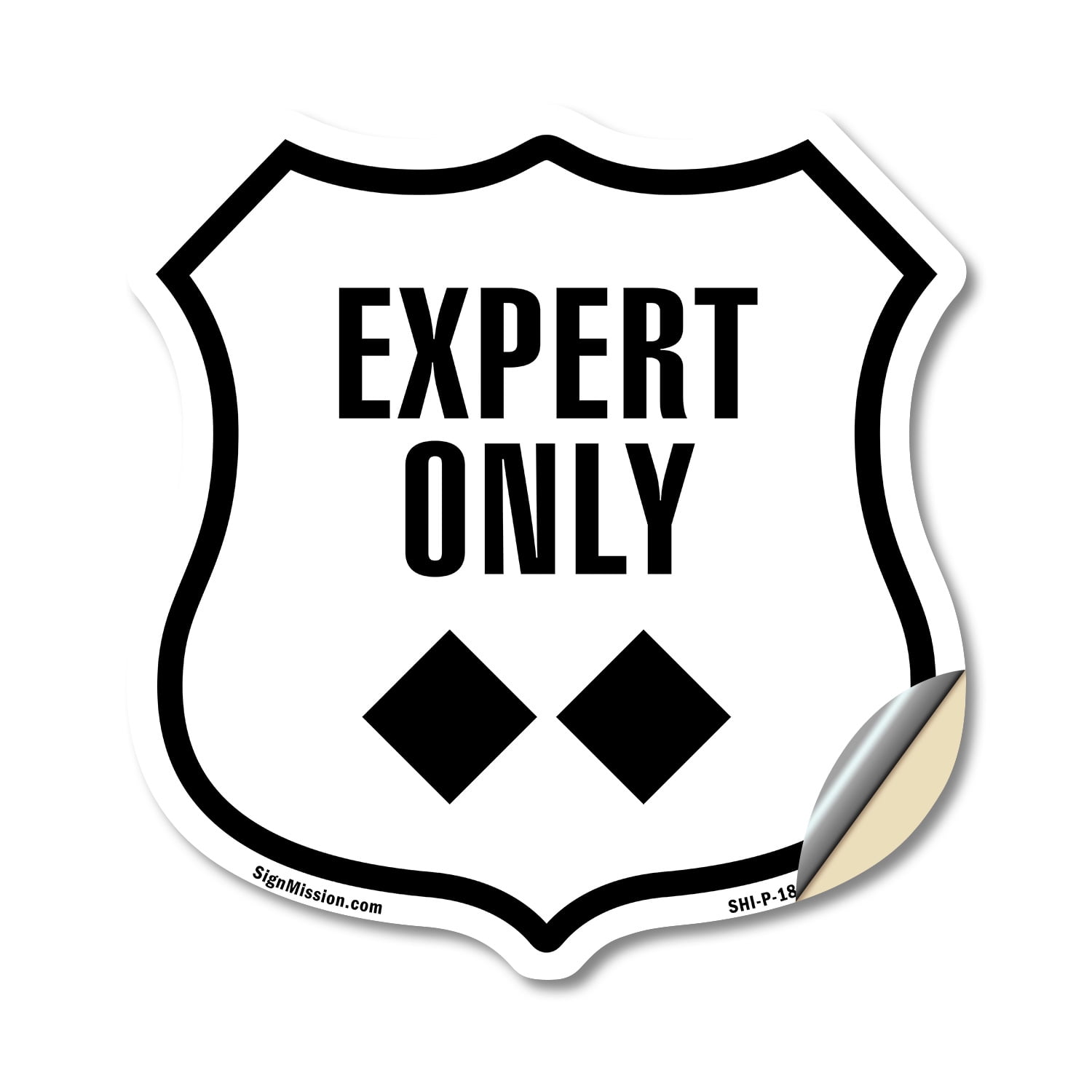 Expert Only Trail Ski Slope (2 Pack) 4 inch X 4 inch Shield Shaped ...