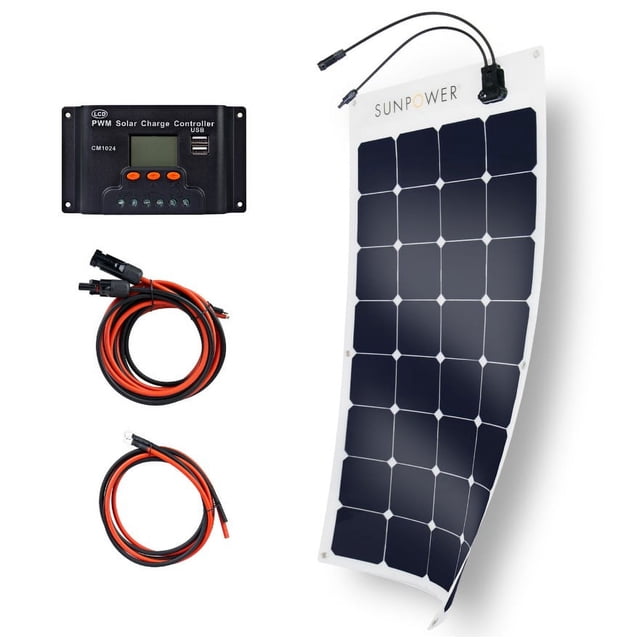Expert Power 100W 12V Flexible Solar Panel Kit with 10A Solar Charge ...