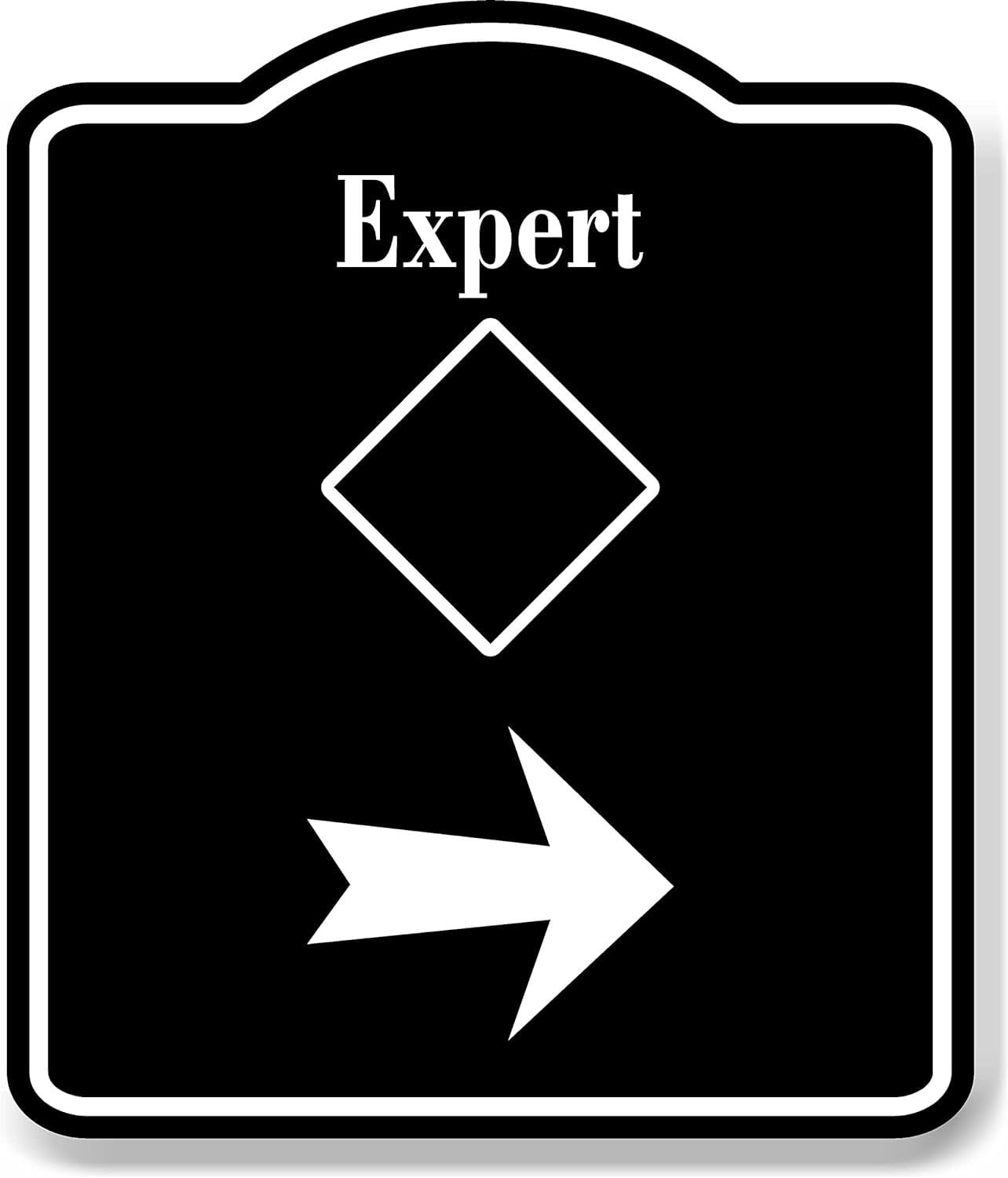 Expert Trail Ski Slope Right Arrow BLACK Aluminum Composite Sign, 8.5 ...