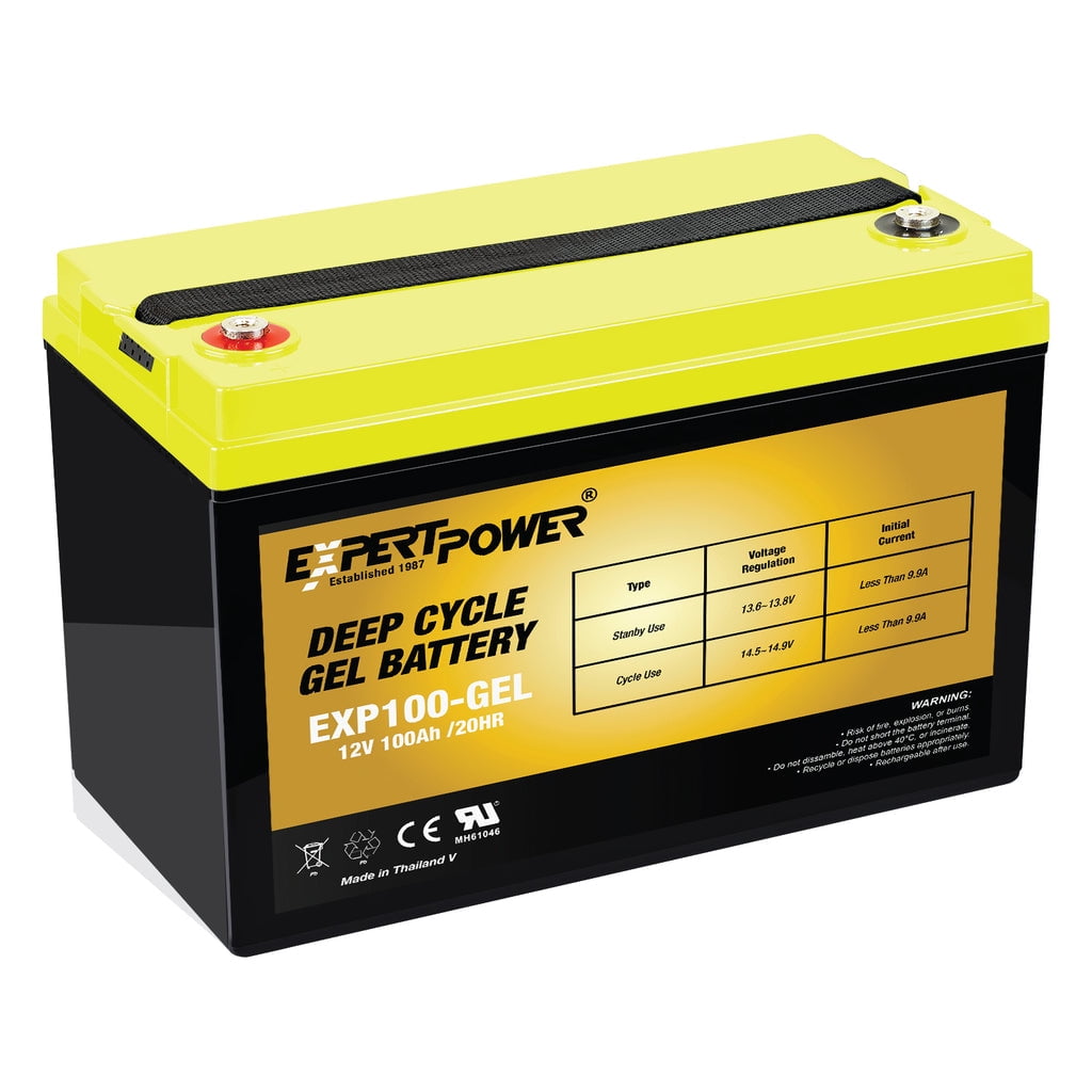 ExpertPower 12V 100AH Gel Deep Cycle Battery, Rechargeable VRLA Battery ...