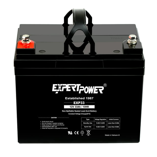 ExpertPower 12V 33Ah Rechargeable Deep Cycle AGM Battery - Walmart.com