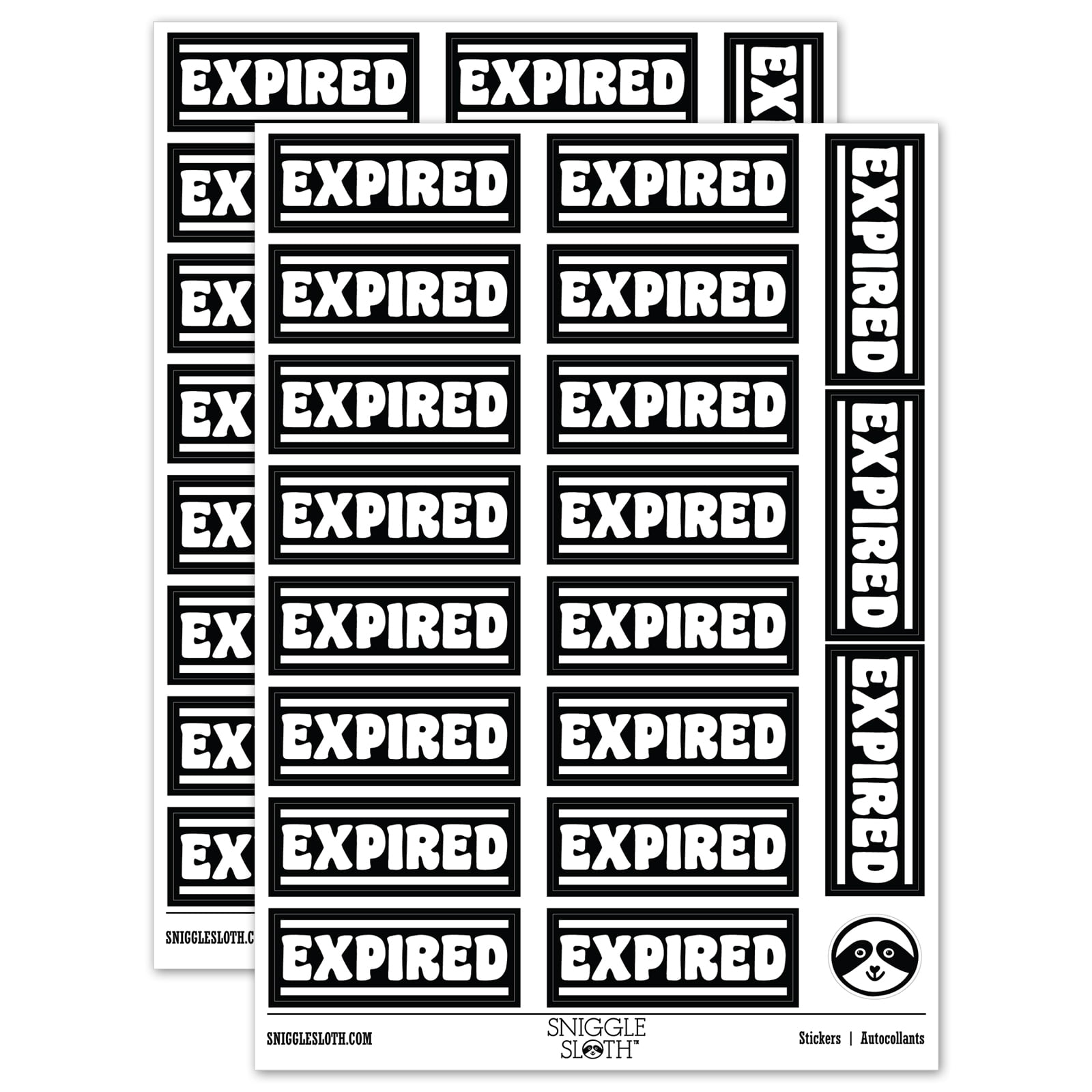 Expired Bold Border Top Bottom Sticker Set - Black - Matte Finish - 2. ...