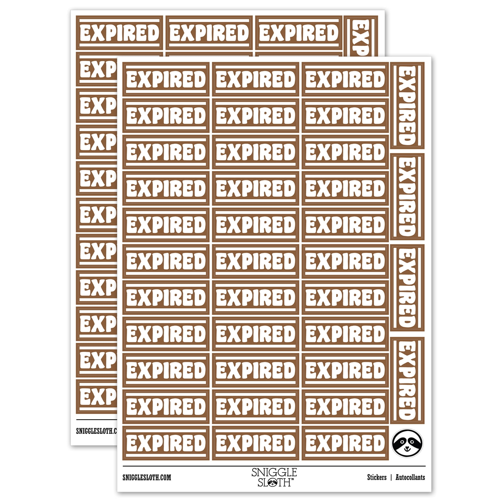 Expired Bold Border Top Bottom Sticker Set - Brown - Gloss Finish - 1.5 ...