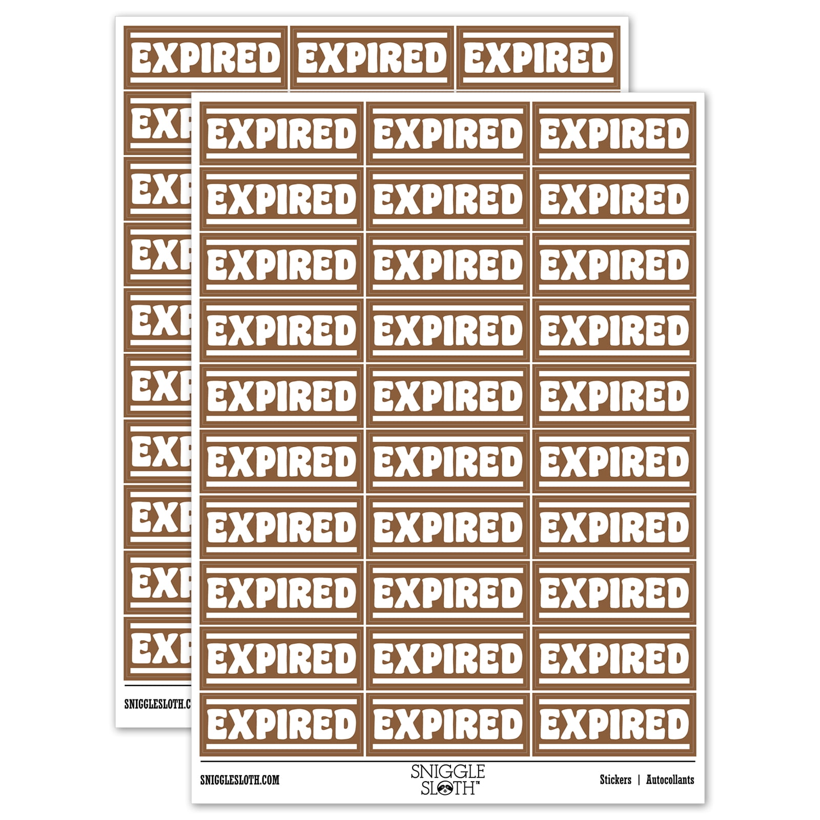 Expired Bold Border Top Bottom Sticker Set - Brown - Matte Finish - 1. ...