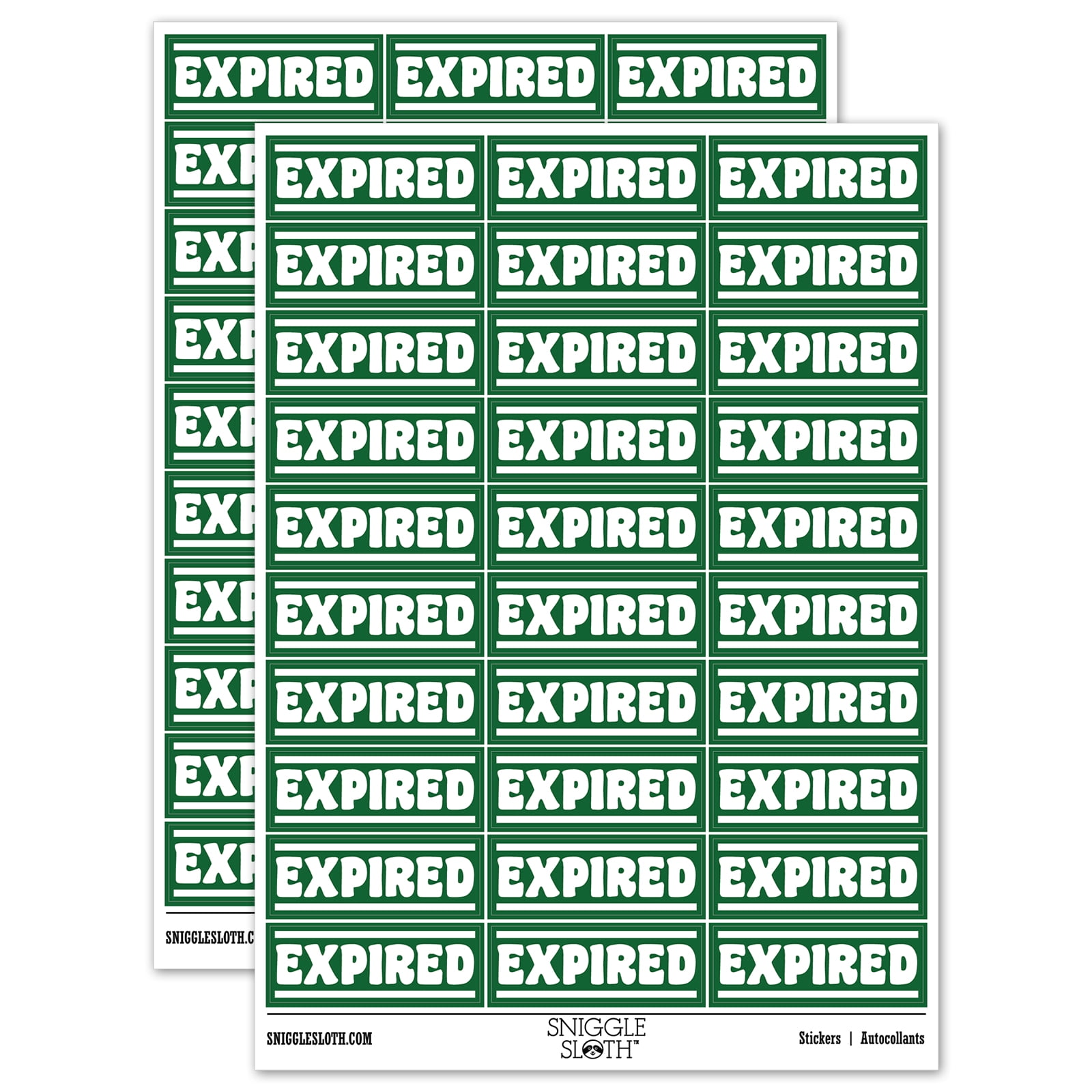 Expired Bold Border Top Bottom Sticker Set - Dark Green - Gloss Finish ...