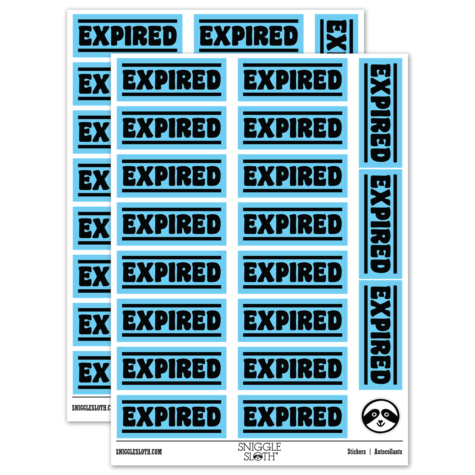 Expired Bold Border Top Bottom Sticker Set - Light Blue - Gloss Finish ...
