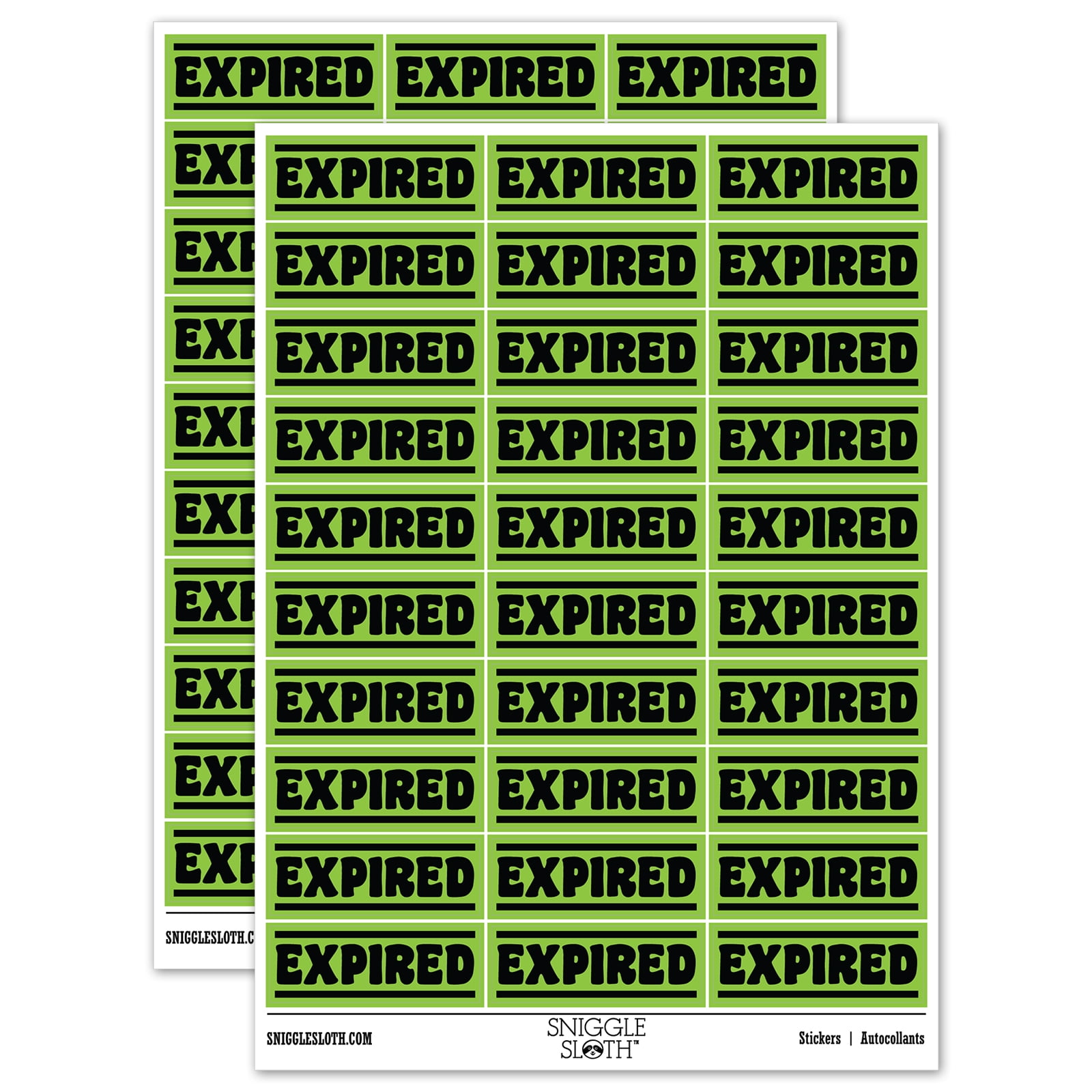Expired Bold Border Top Bottom Sticker Set - Light Green - Gloss Finish ...