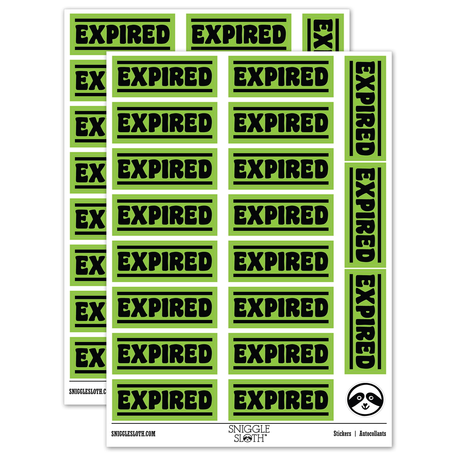 Expired Bold Border Top Bottom Sticker Set - Light Green - Matte Finish ...