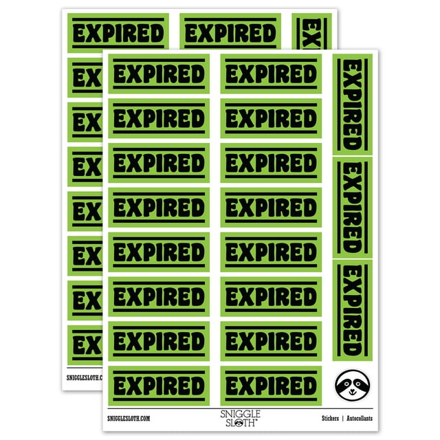 Expired Bold Border Top Bottom Sticker Set - Light Green - Matte Finish ...