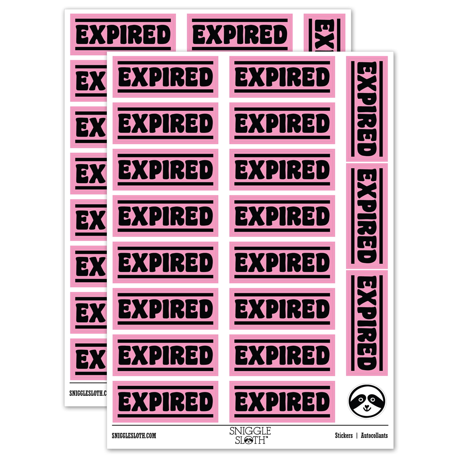 Expired Bold Border Top Bottom Sticker Set - Light Pink - Matte Finish ...