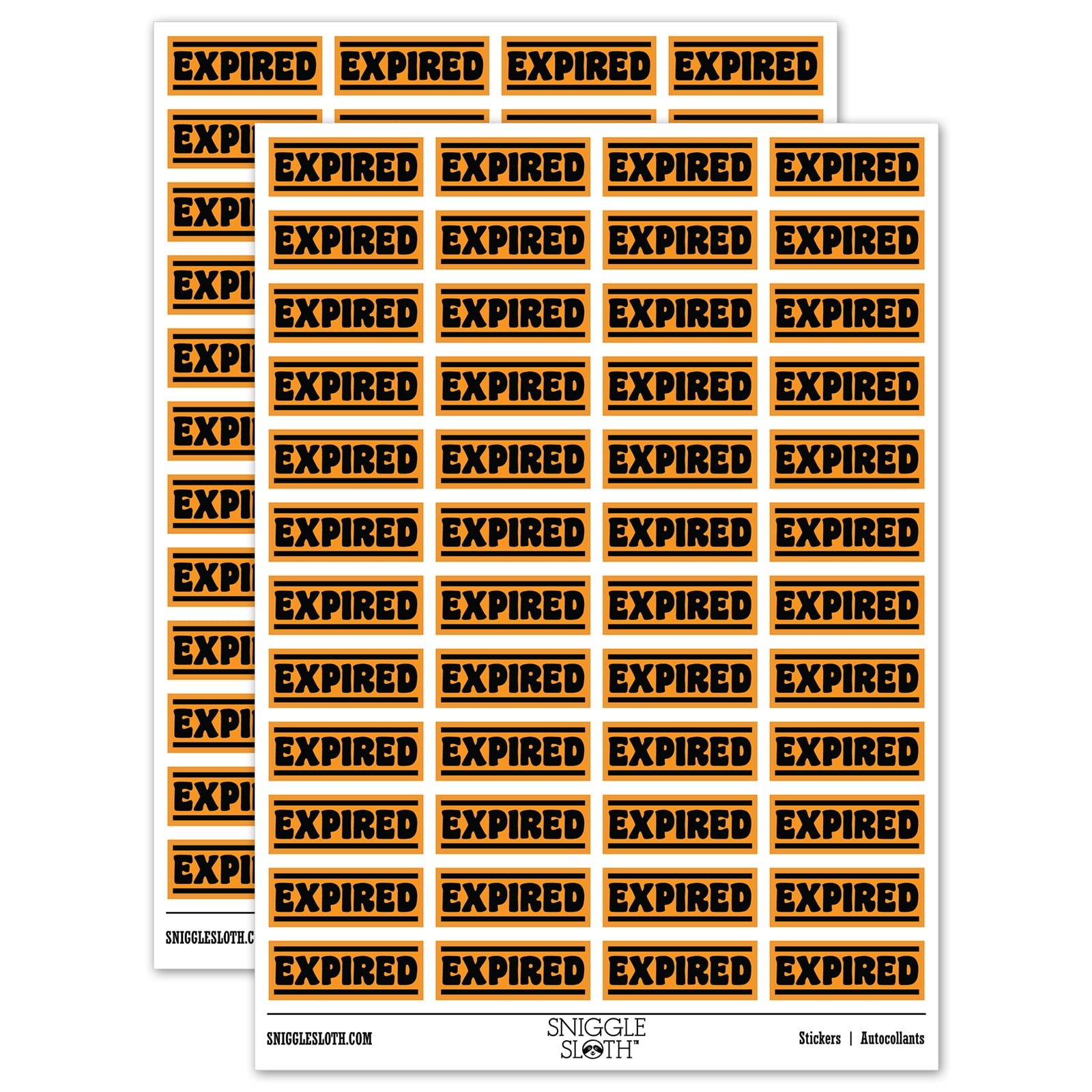 Expired Bold Border Top Bottom Sticker Set - Orange - Gloss Finish - 1. ...