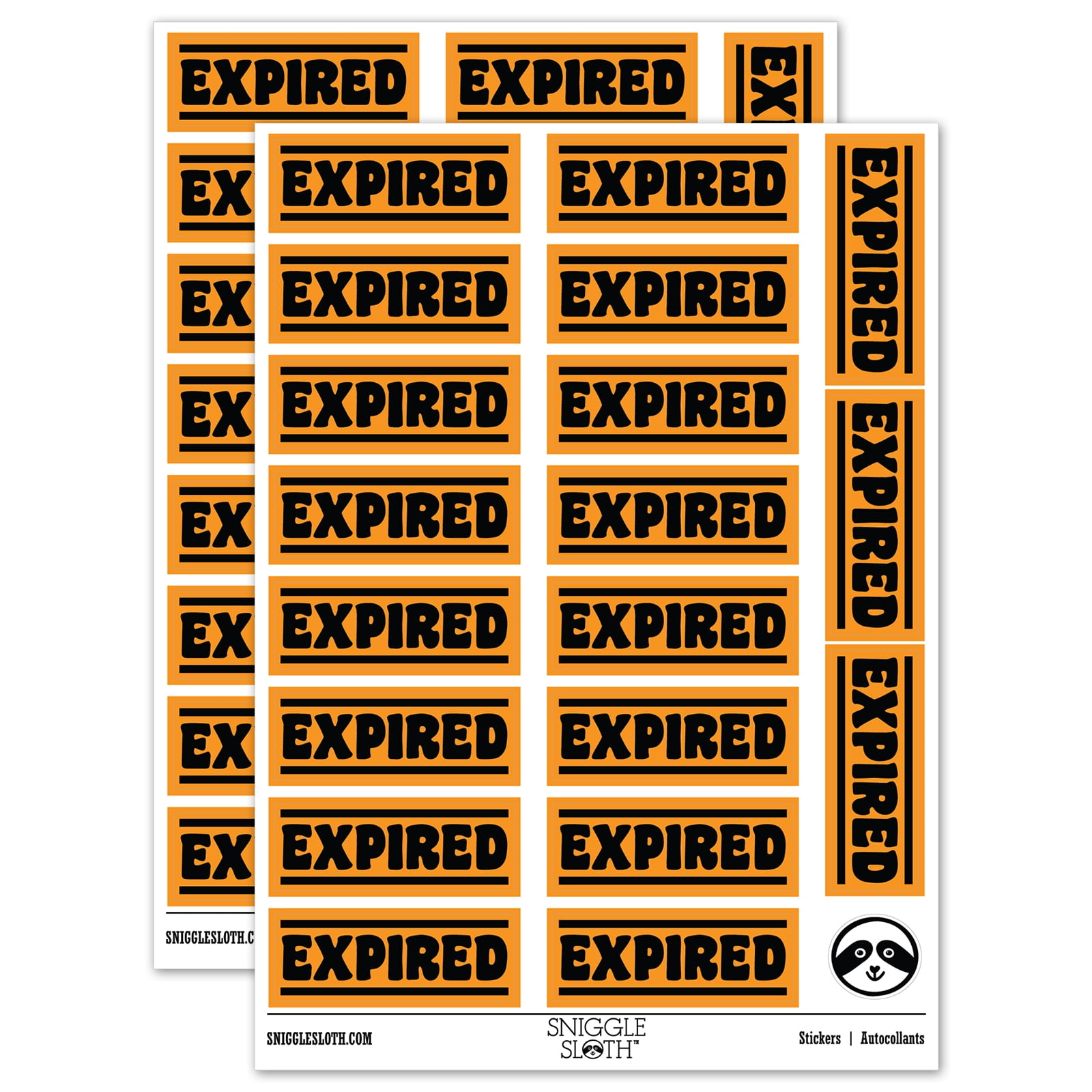 Expired Bold Border Top Bottom Sticker Set - Orange - Gloss Finish - 2. ...