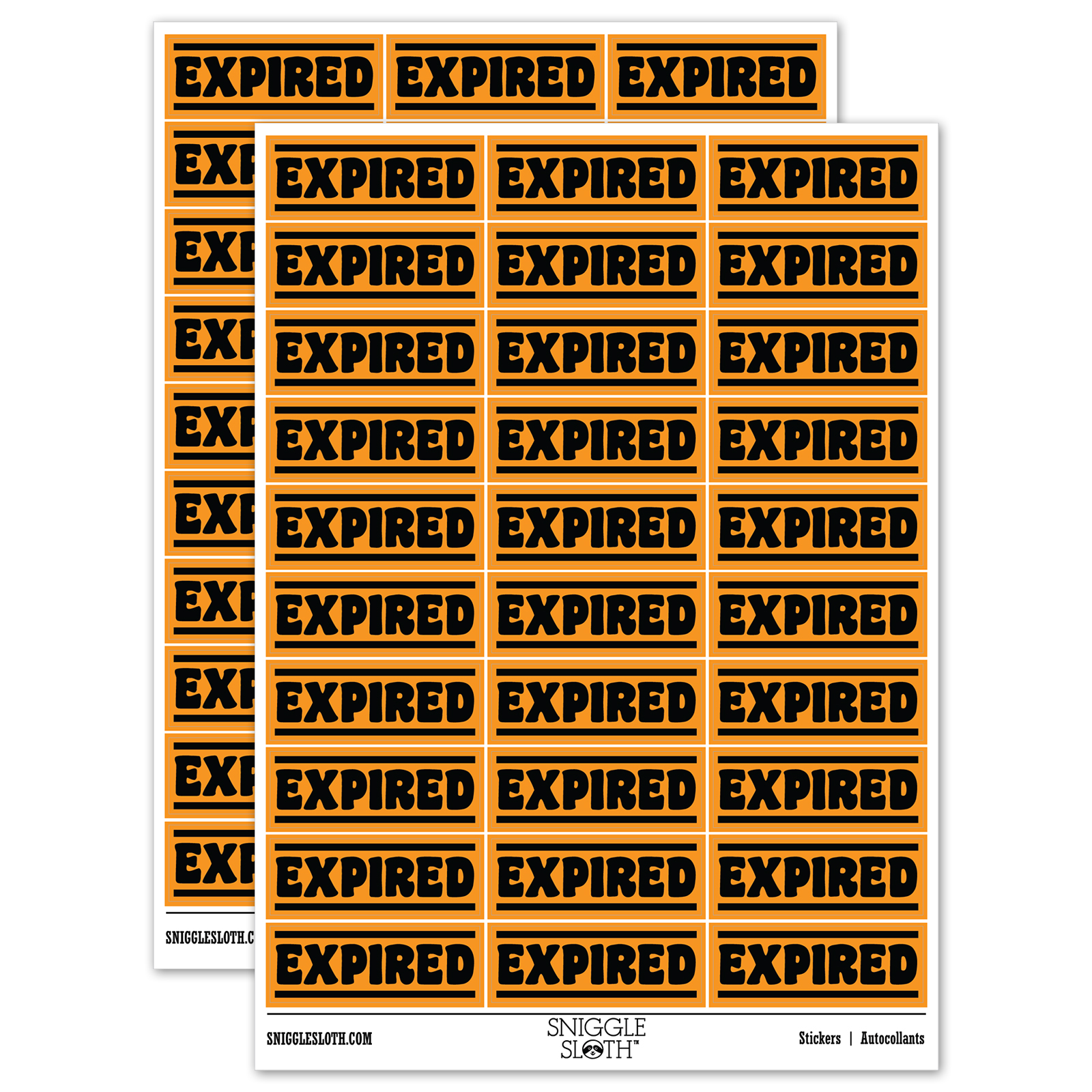 Expired Bold Border Top Bottom Sticker Set - Orange - Matte Finish - 1. ...