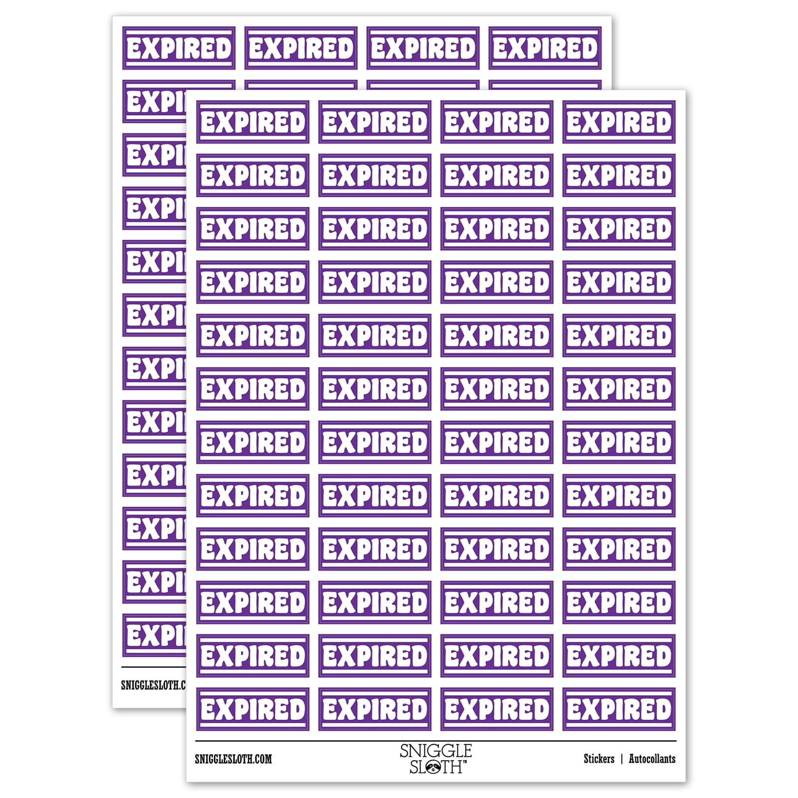 Expired Bold Border Top Bottom Sticker Set - Purple - Gloss Finish - 1. ...