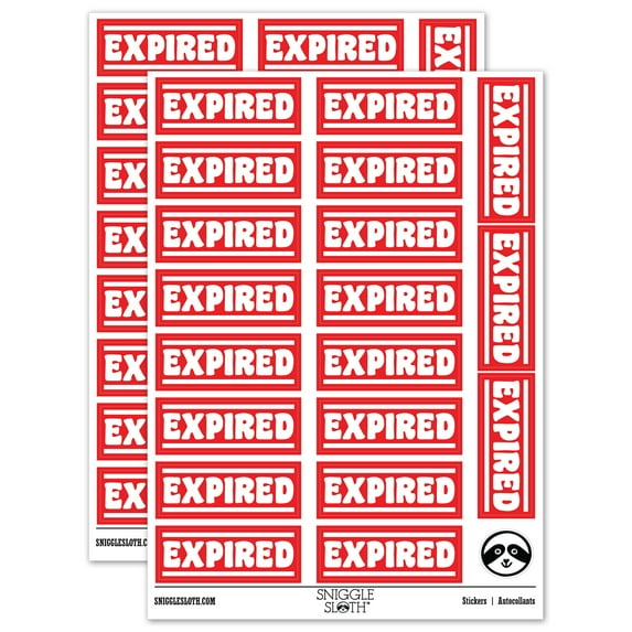 Expired Bold Border Top Bottom Sticker Set - Red - Gloss Finish - 2.00 ...