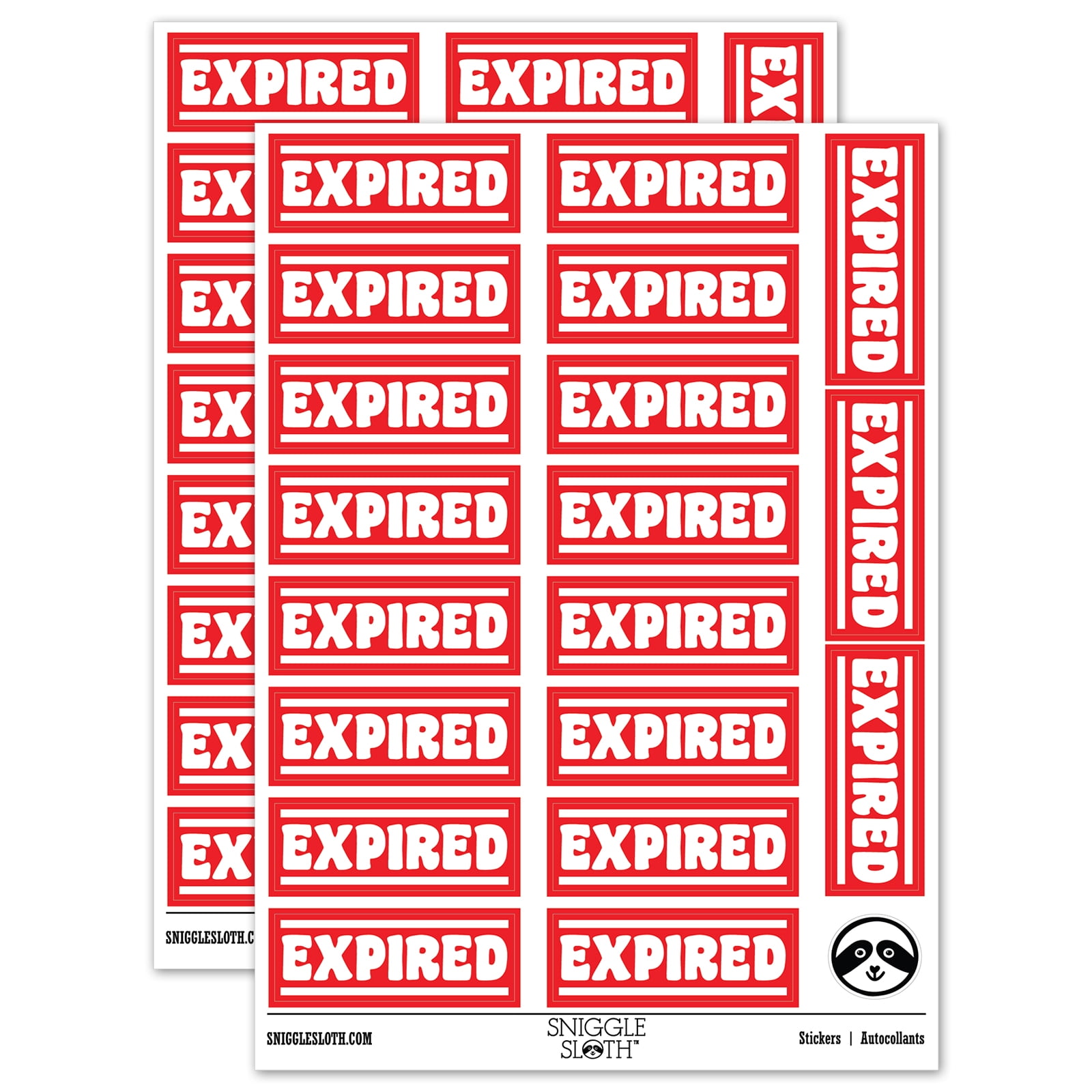 Expired Bold Border Top Bottom Sticker Set - Red - Matte Finish - 2.00 ...