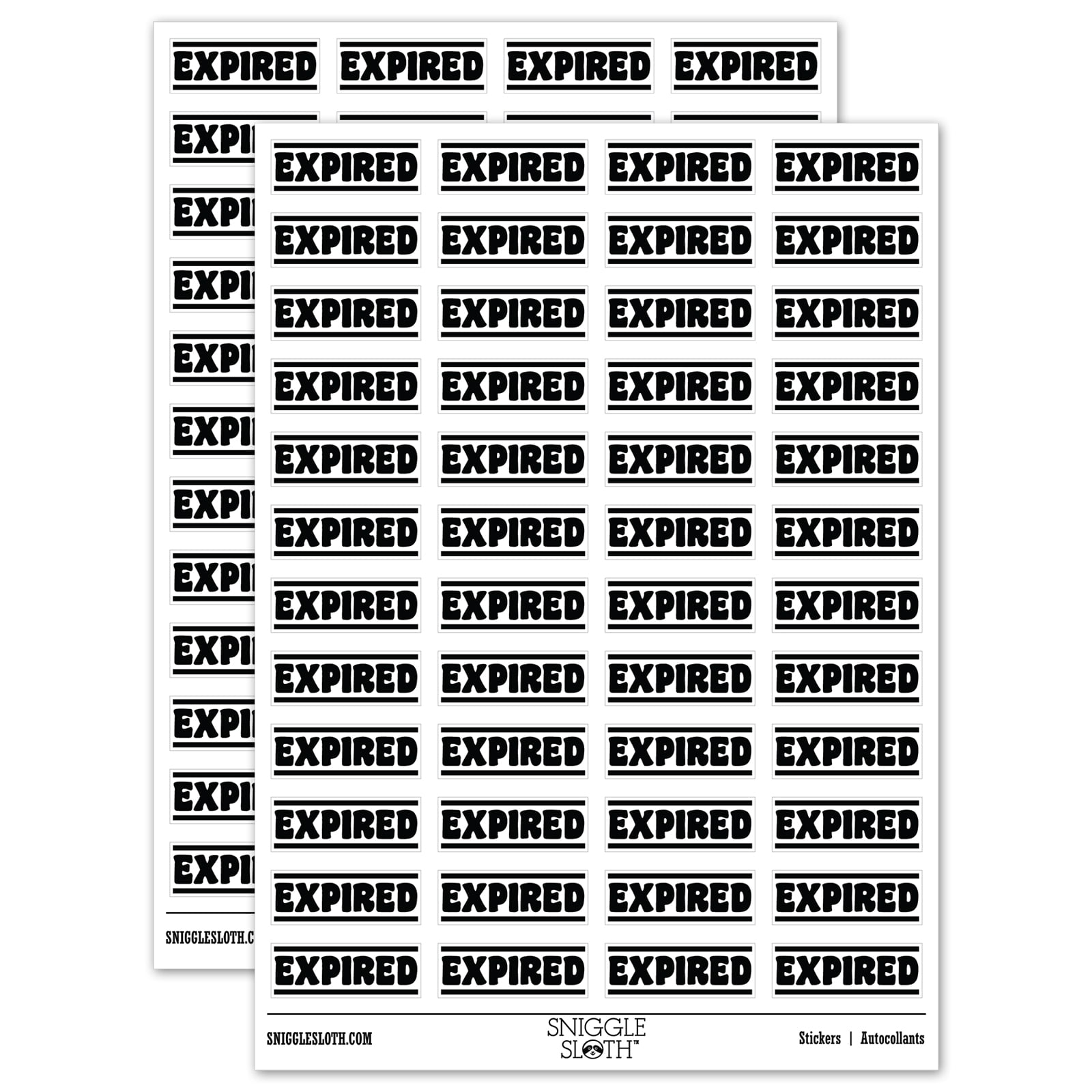 Expired Bold Border Top Bottom Sticker Set - White - Gloss Finish - 1. ...