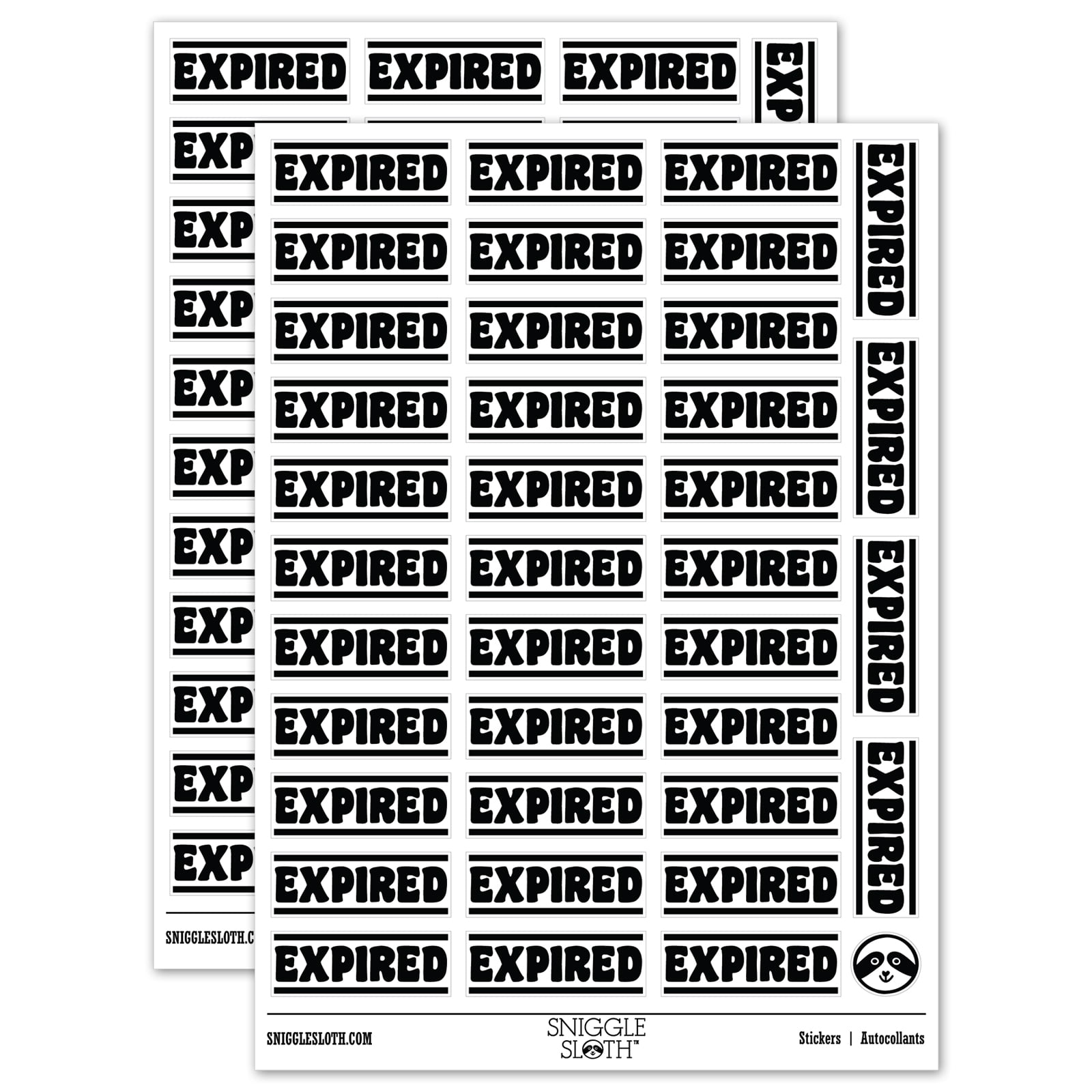 Expired Bold Border Top Bottom Sticker Set - White - Gloss Finish - 1.5 ...