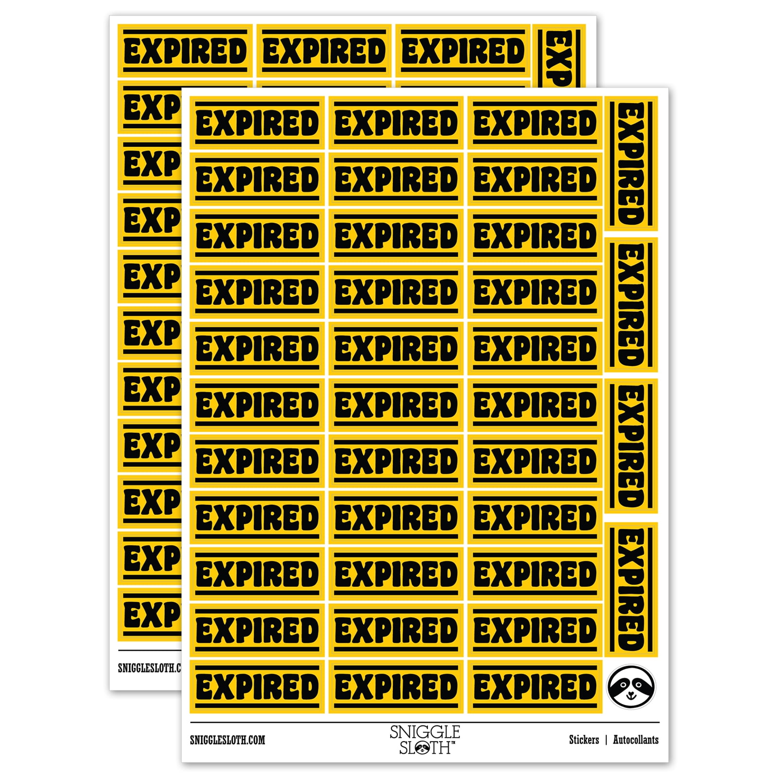 Expired Bold Border Top Bottom Sticker Set - Yellow - Gloss Finish - 1. ...