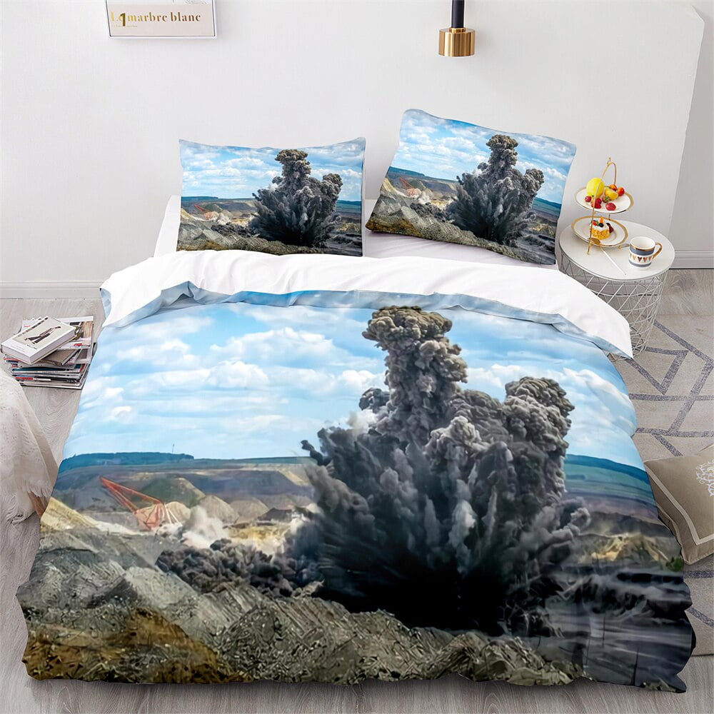 Explode Duvet Cover Orange Shaped Pattern Disaster Theme King Size for ...