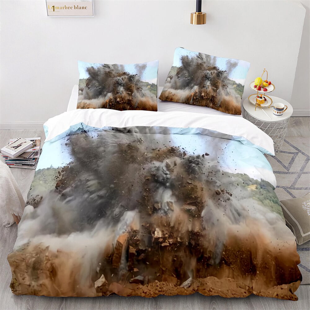 Explode Duvet Cover Orange Shaped Pattern Disaster Theme King Size for ...