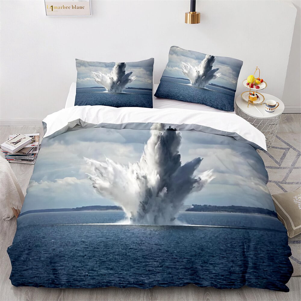 Explode Duvet Cover Orange Shaped Pattern Disaster Theme King Size for ...